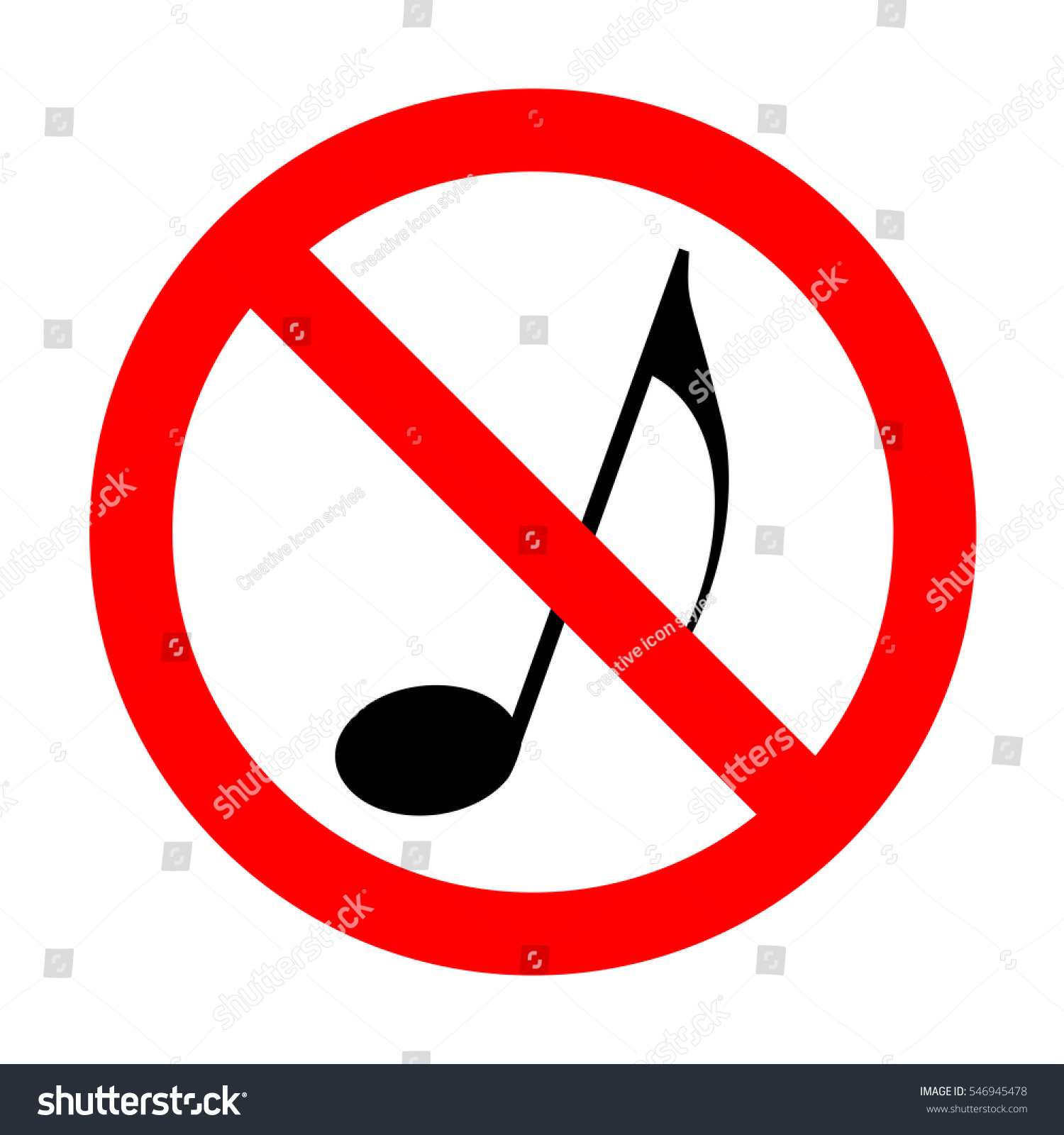 No Music Note Sign: vector de stock (libre de regalías) 546945478 ...