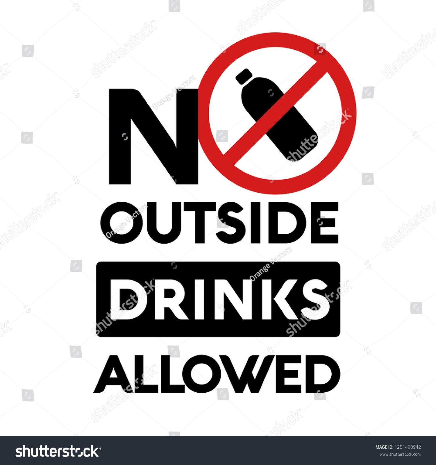 No Outside Drinks Allowed Sign: vector de stock (libre de regalías ...
