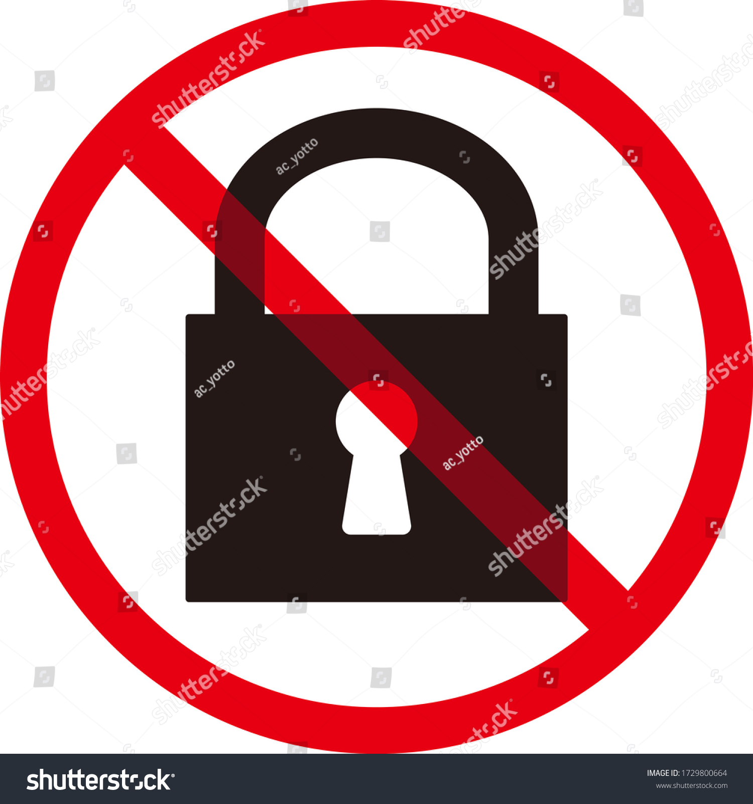 No Padlock Sign Isolated Vector Illustration Stock Vector (Royalty Free ...