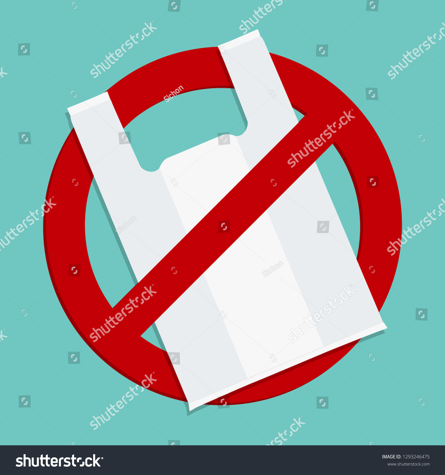No Plastic Bag Forbidden Sign Pollution 库存矢量图（免版税）1293246475 | Shutterstock