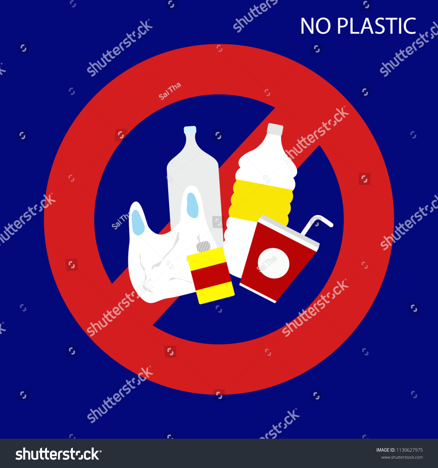 No Plastic Sign Vector Illustration: vector de stock (libre de regalías ...
