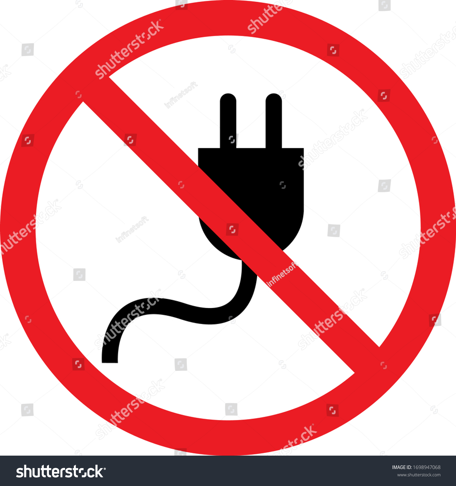 No Plug Warning Sign Vector Black Stock Vector (Royalty Free) 1698947068