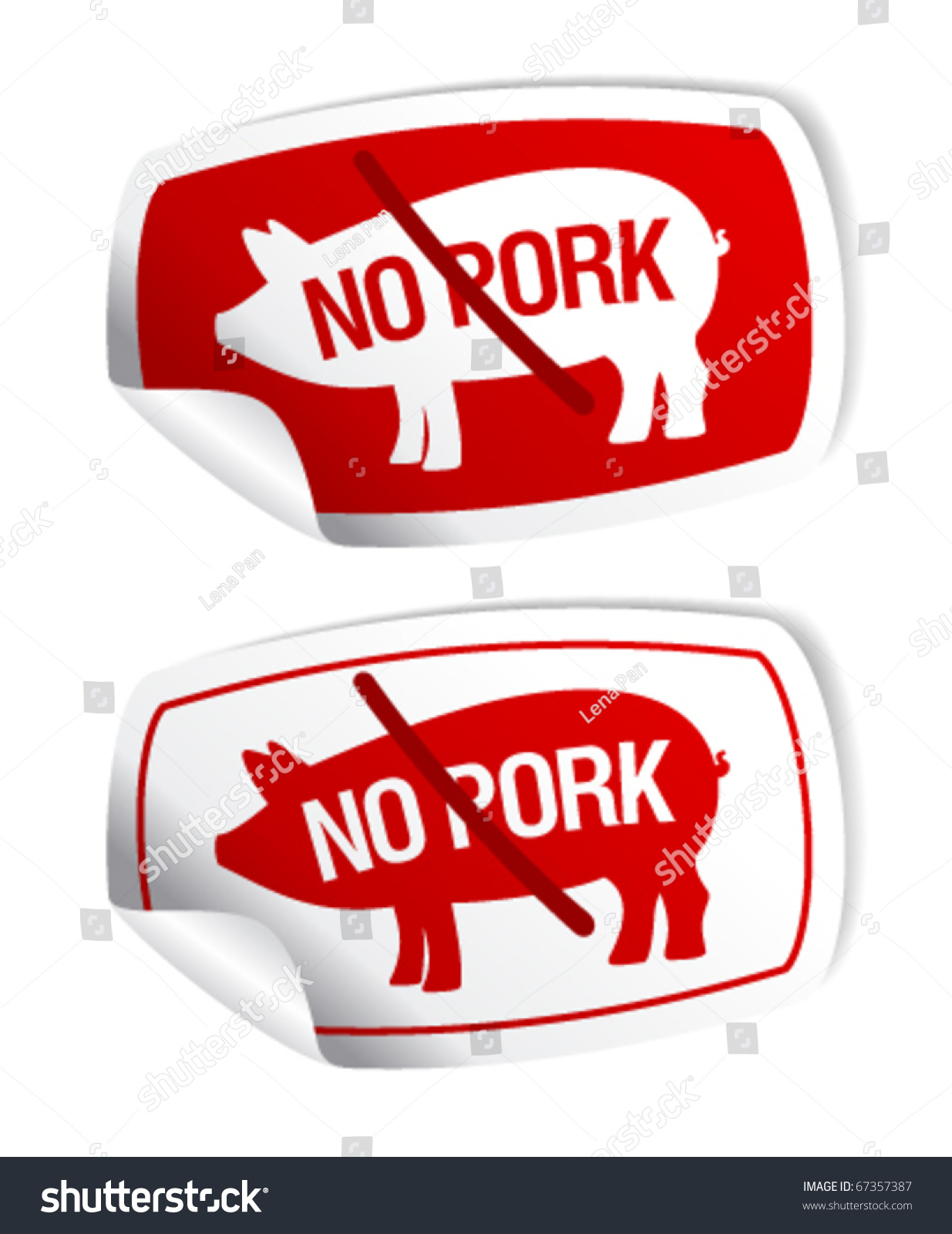 No Pork Vector Stickers Set Stock Vector (Royalty Free) 67357387