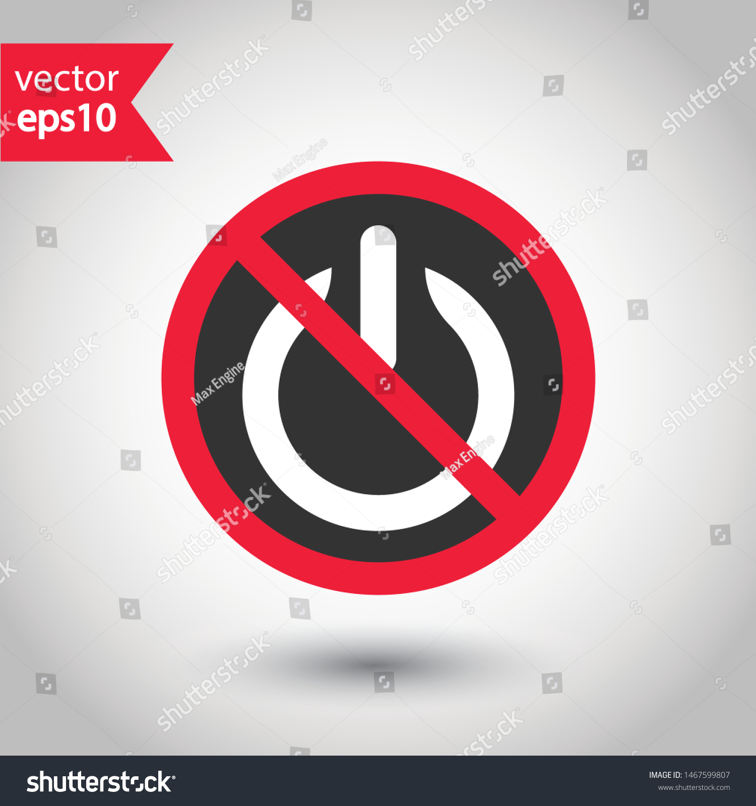 Vektor Stok No Power Button Icon Prohibited Power (Tanpa Royalti ...