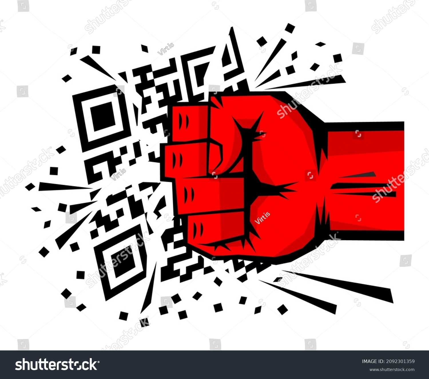 No Qrcode Poster Powerful Fist Breaks Stock Vector (Royalty Free ...
