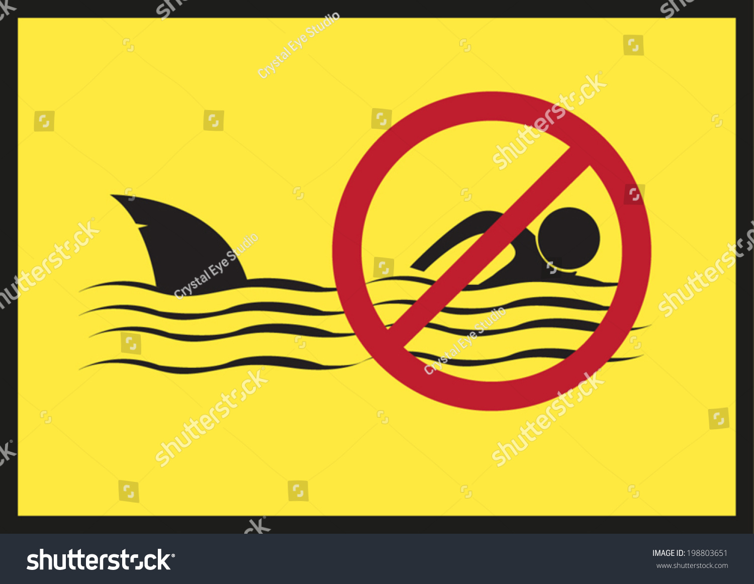 No Swimming Shark Infested Waters Vector Stock Vector 198803651 ...