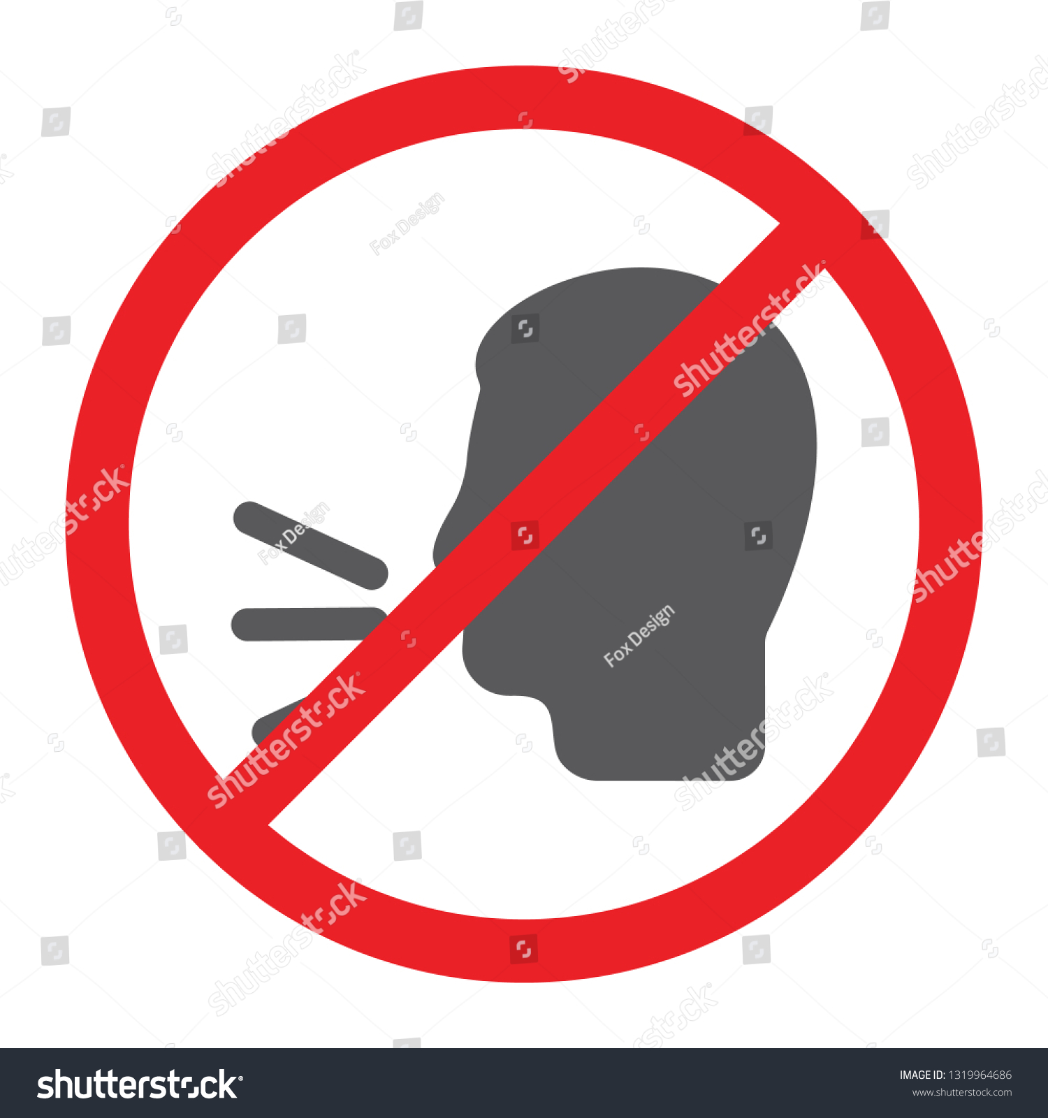 No Talking Glyph Icon Prohibited Warning Stock Vector (Royalty Free ...