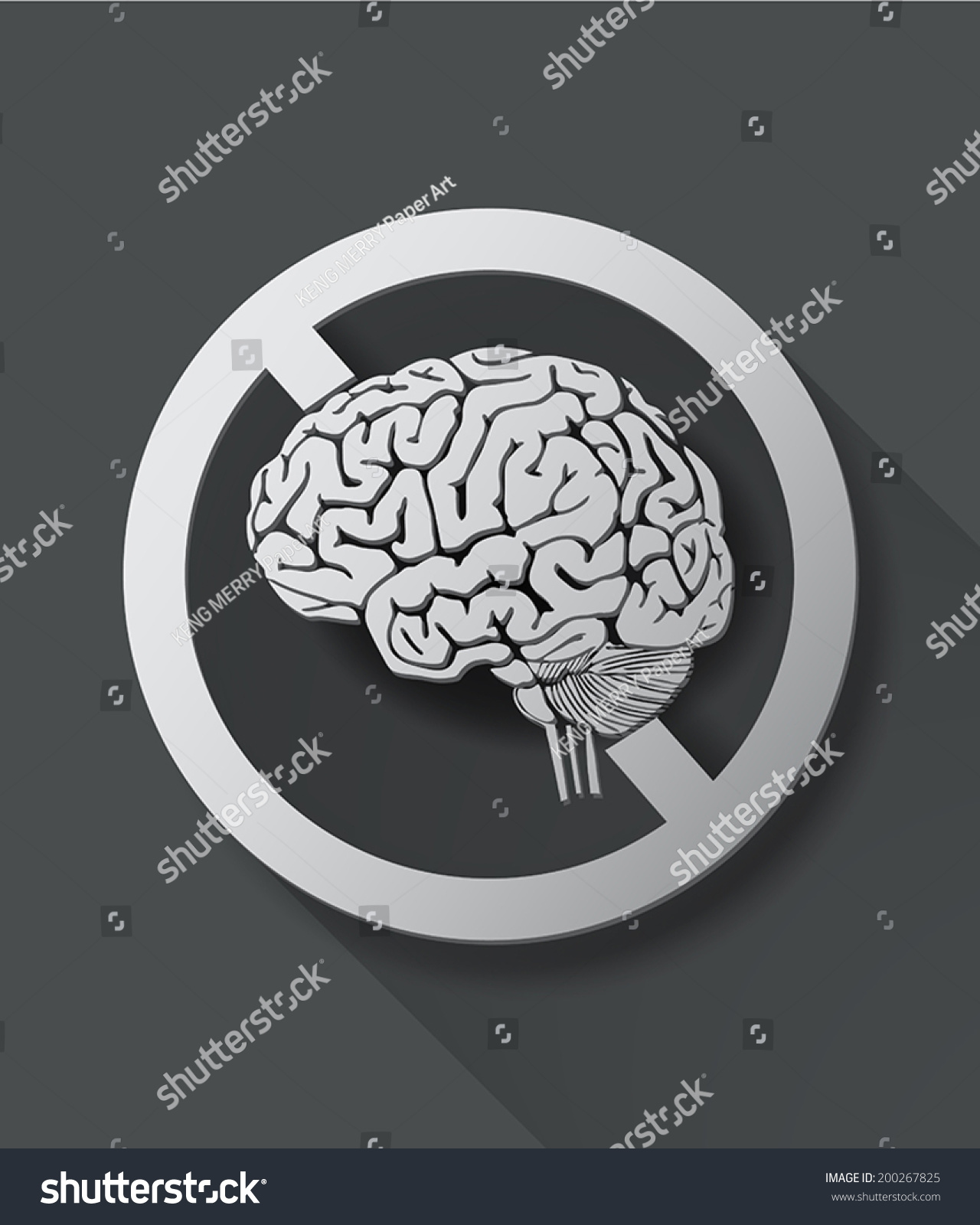 No Thinking Sign Brainicon Vector 스톡 벡터(로열티 프리) 200267825 | Shutterstock
