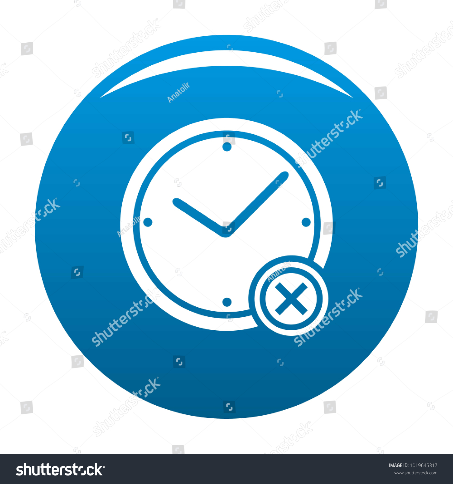 No Time Icon Vector Blue Circle Stock Vector (Royalty Free) 1019645317