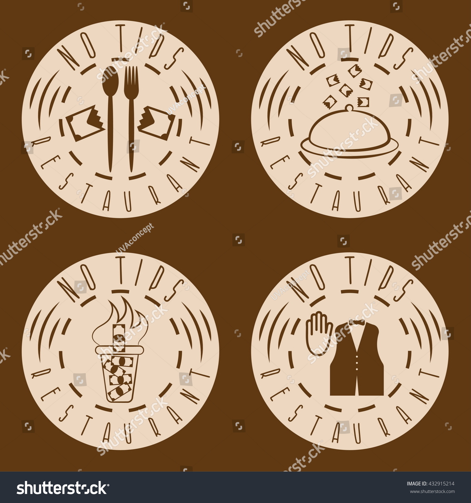No Tips Restaurant Vintage Vector Labels Stock Vector (Royalty Free ...