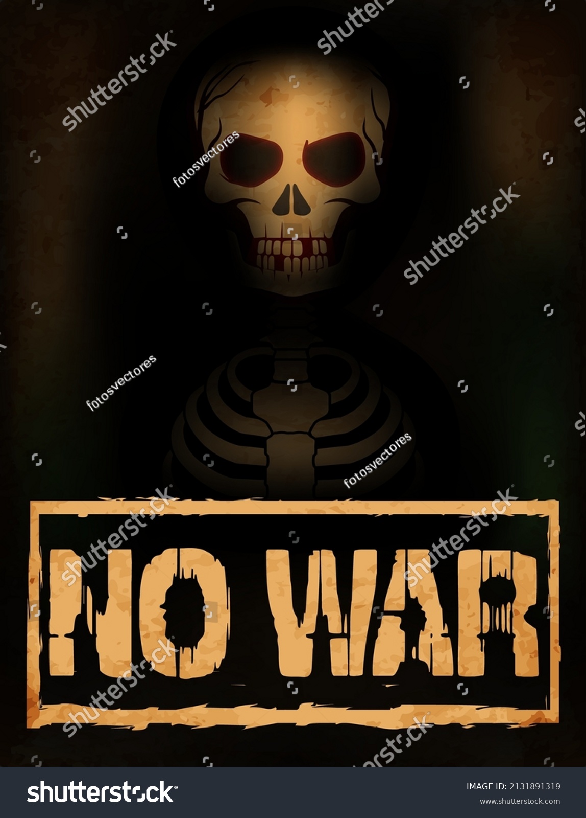 No War Poster Skeleton Vector Illustration Stock Vector (Royalty Free ...