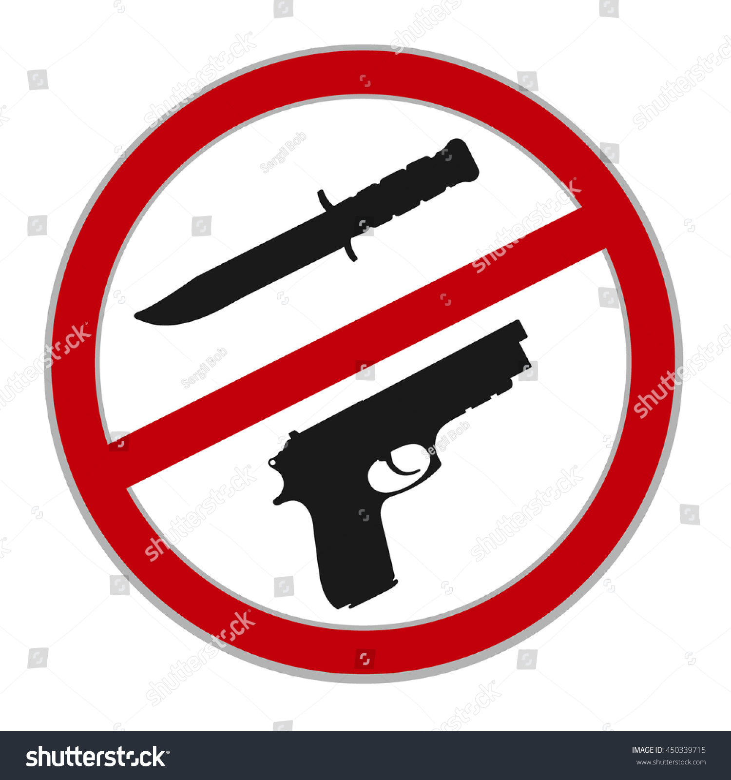 No Weapons Allowed Sign Vector Illustration: เวกเตอร์สต็อก (ปลอดค่า ...