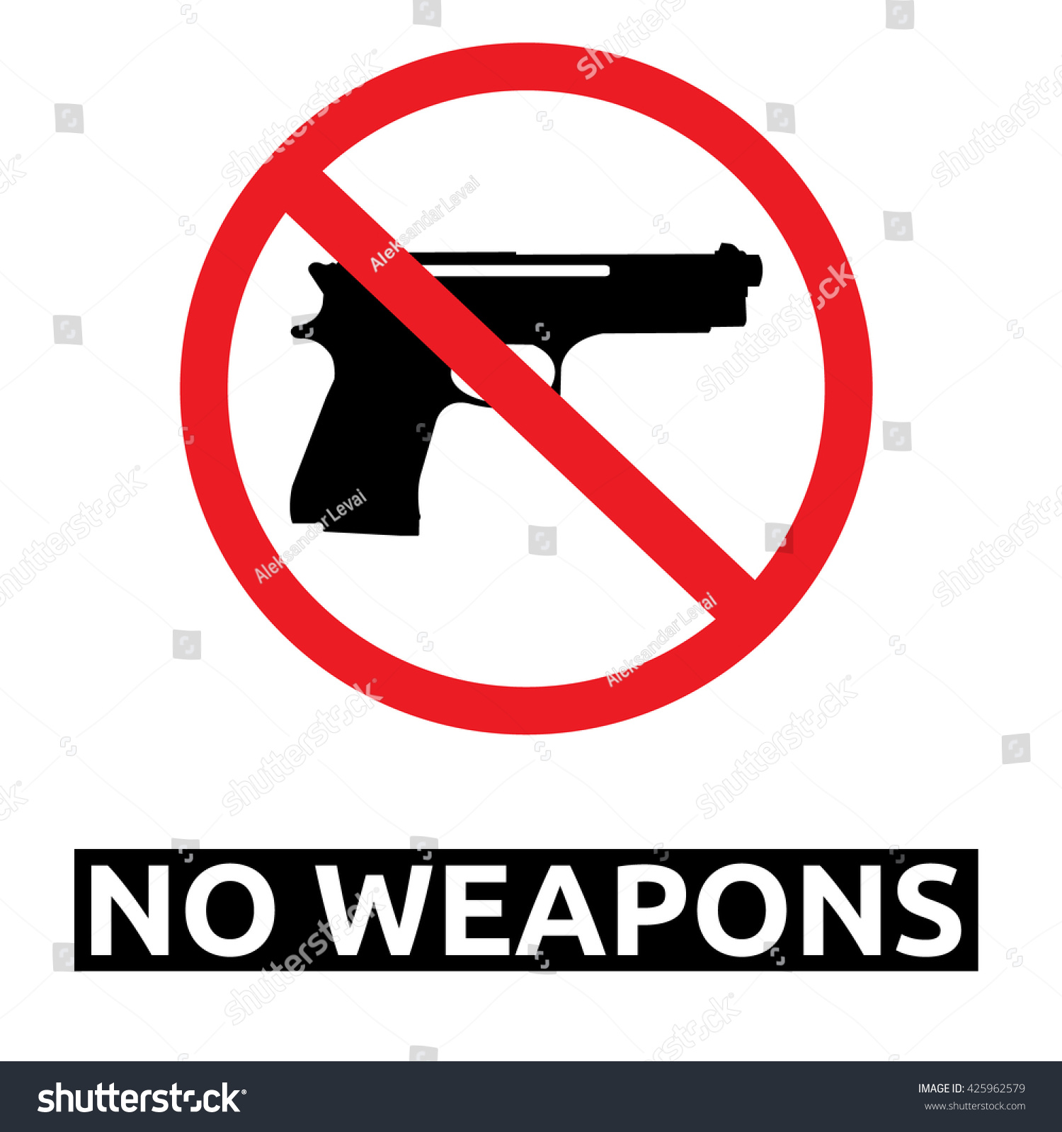 No Weapons Sign Stock Vector (Royalty Free) 425962579
