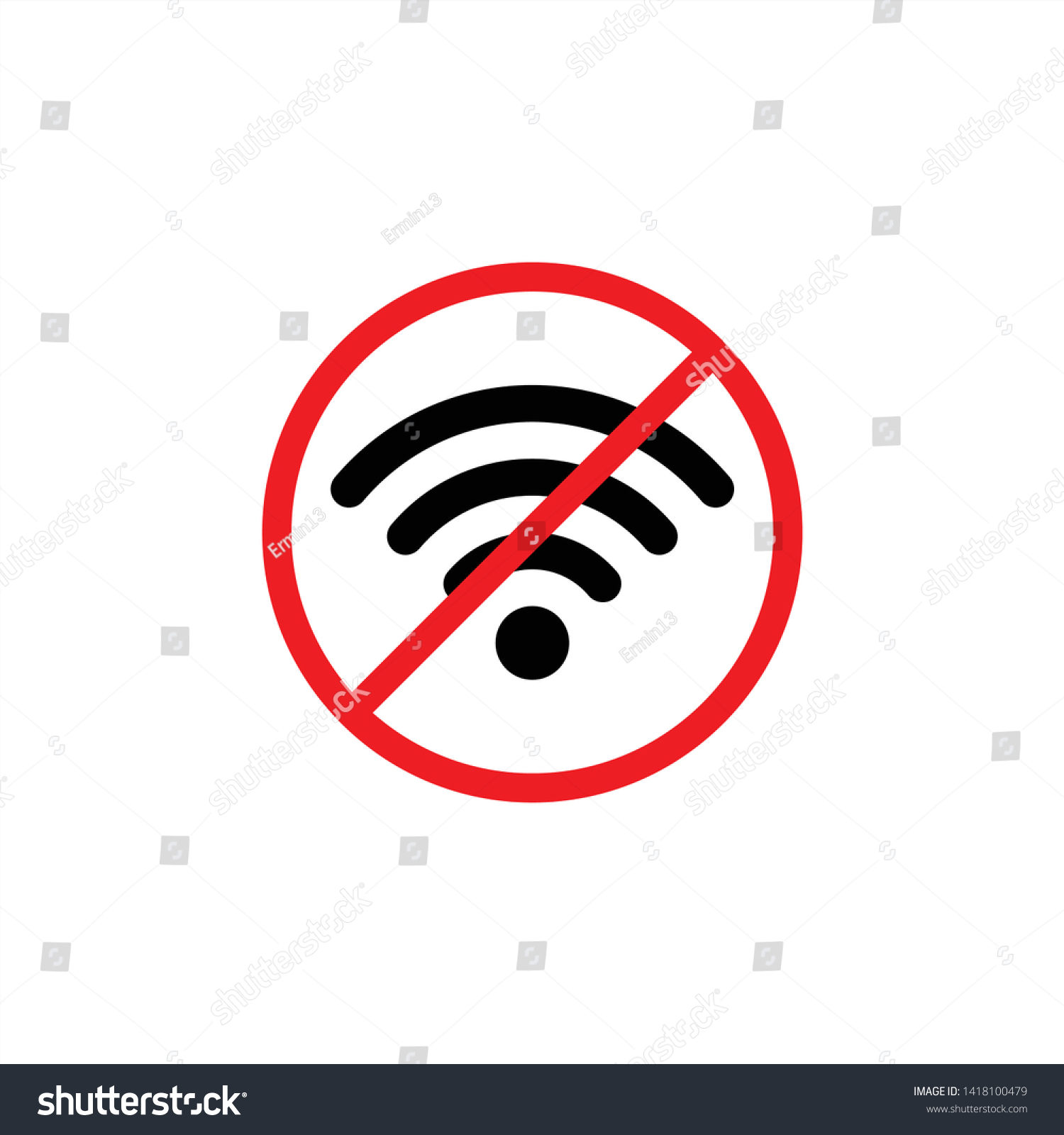 No Wifi Sign Vector: เวกเตอร์สต็อก (ปลอดค่าลิขสิทธิ์) 1418100479 ...