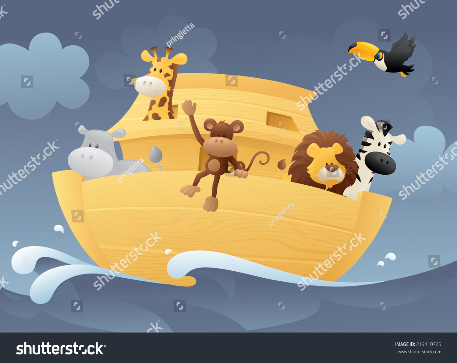 Noahs Ark Scene Stock Vector (Royalty Free) 219410725