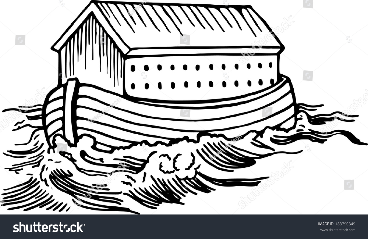 Noahs Ark Line Drawing Stock Vector Illustration 183790349 : Shutterstock