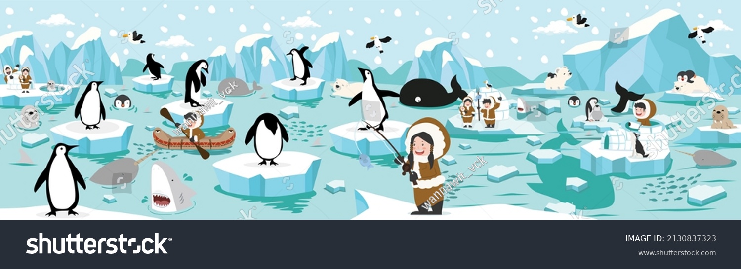 North Pole Arctic Cartoon Landscape Vector Stock Vector (Royalty Free ...