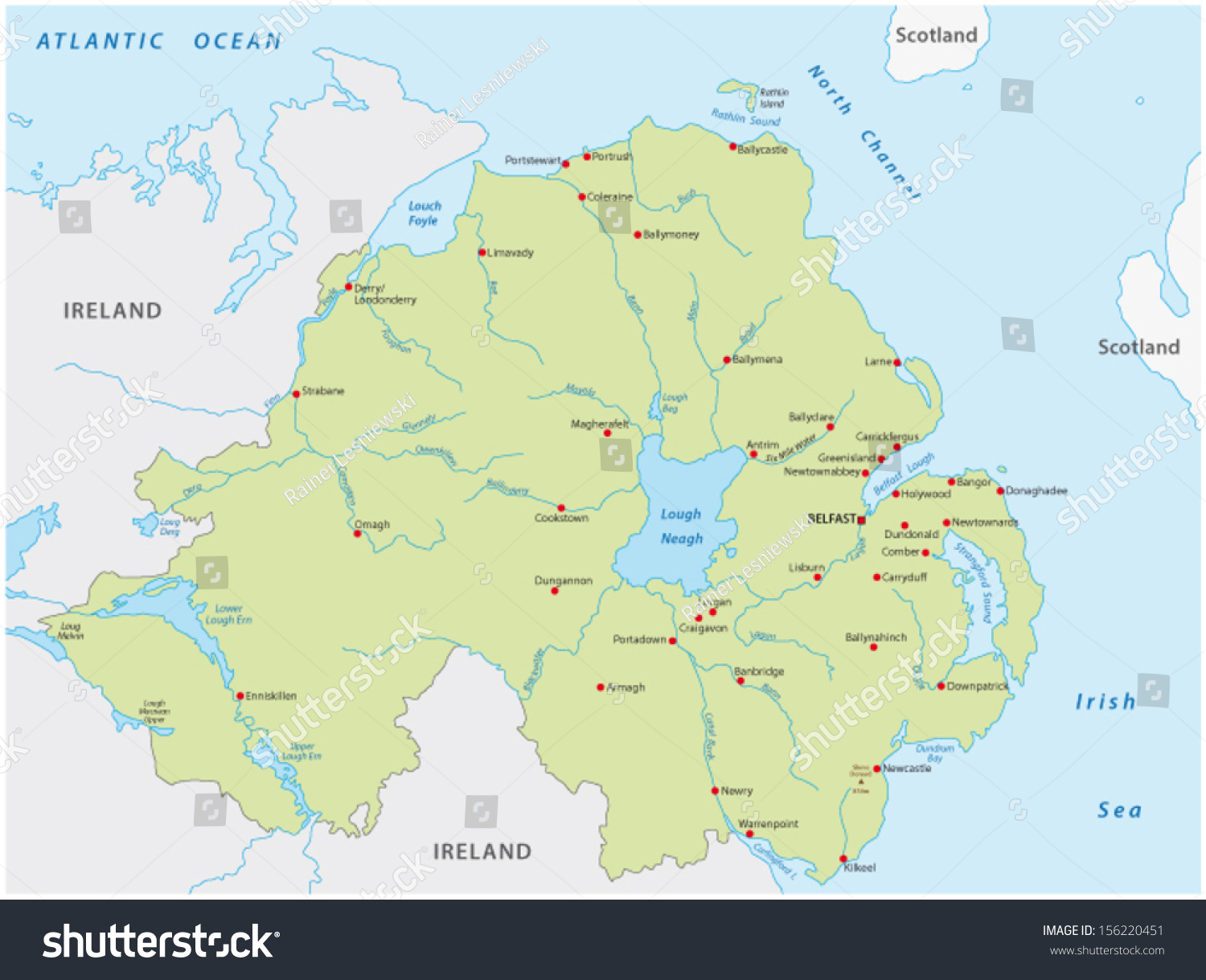 Northern Ireland Map Stock Vector (Royalty Free) 156220451 - Shutterstock