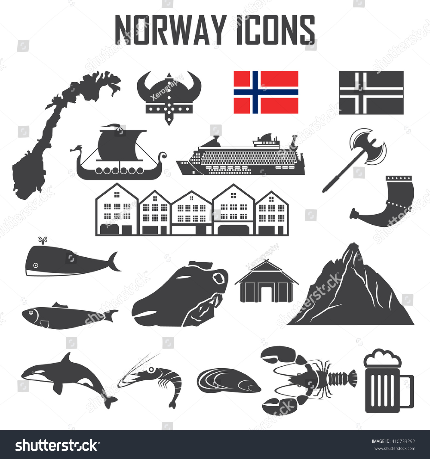 Norway Icon Set Stock Vector 410733292 - Shutterstock