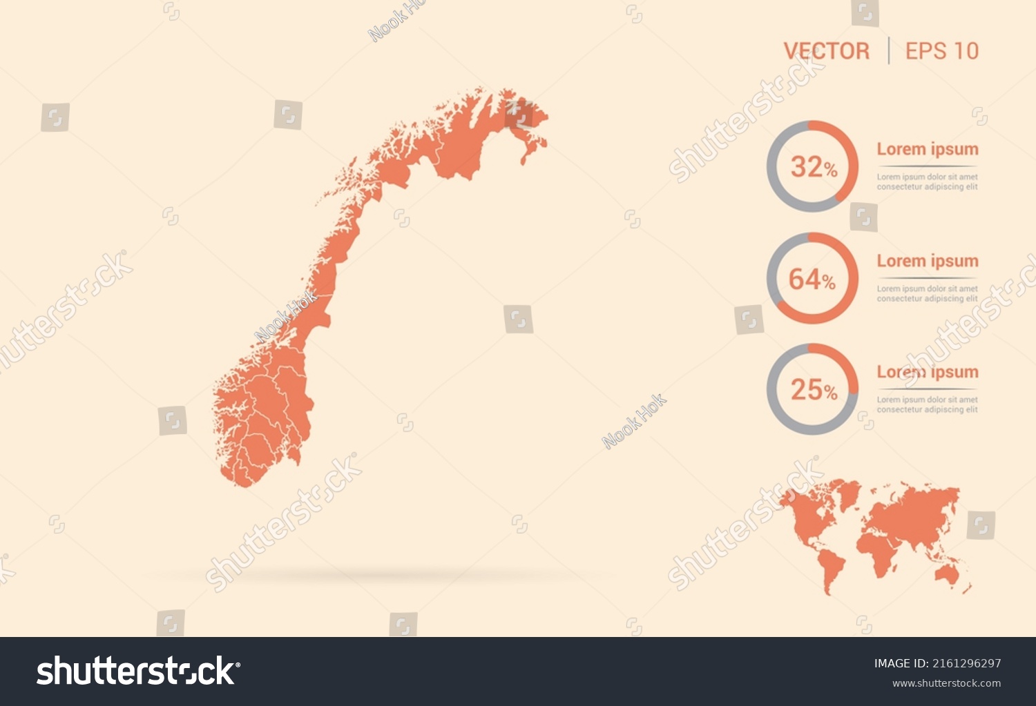 Norway Map Orange Abstract Infographic Vector Stock Vector (Royalty ...