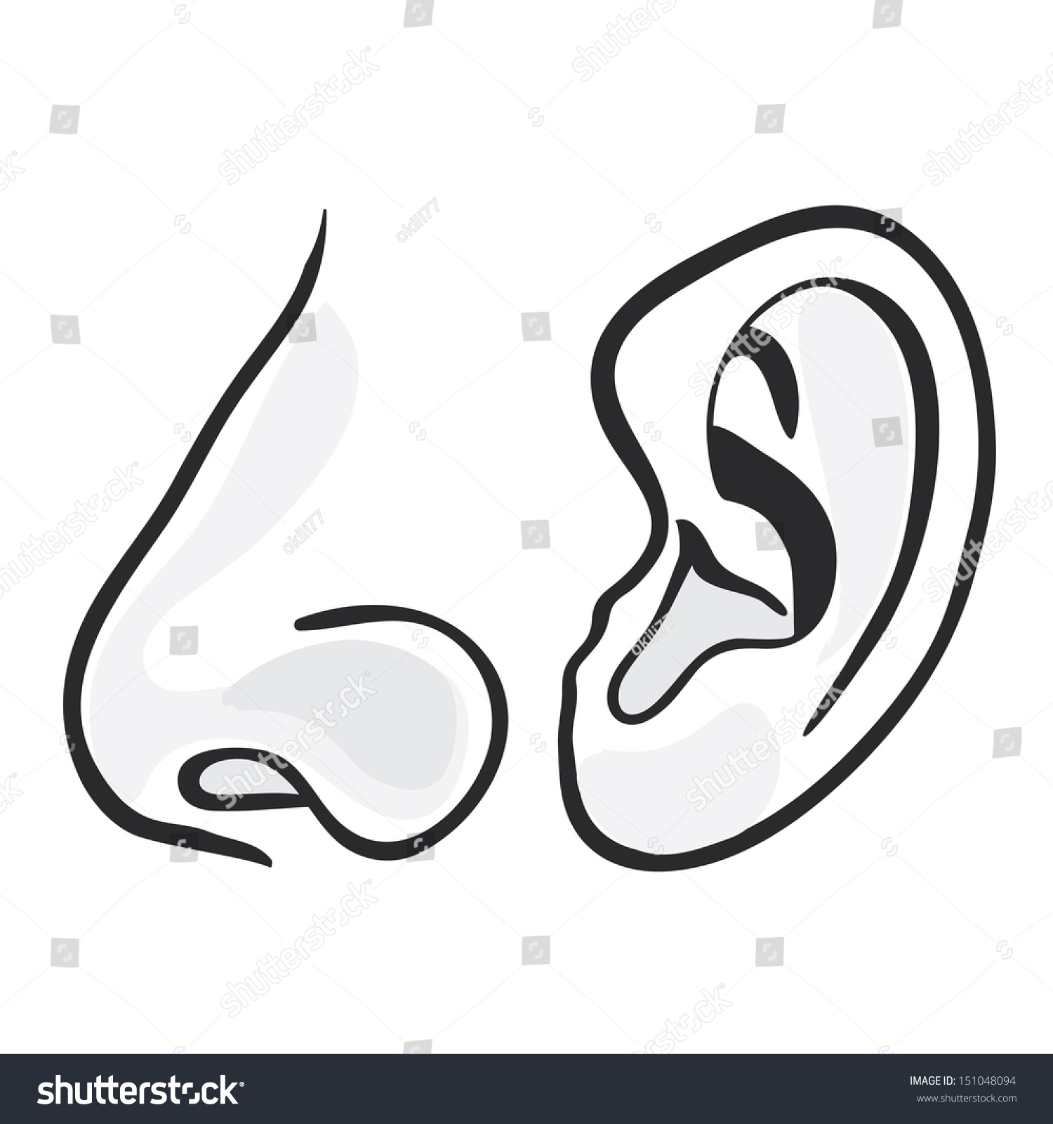 Nose Ear Outline Vector Stock Vector (Royalty Free) 151048094