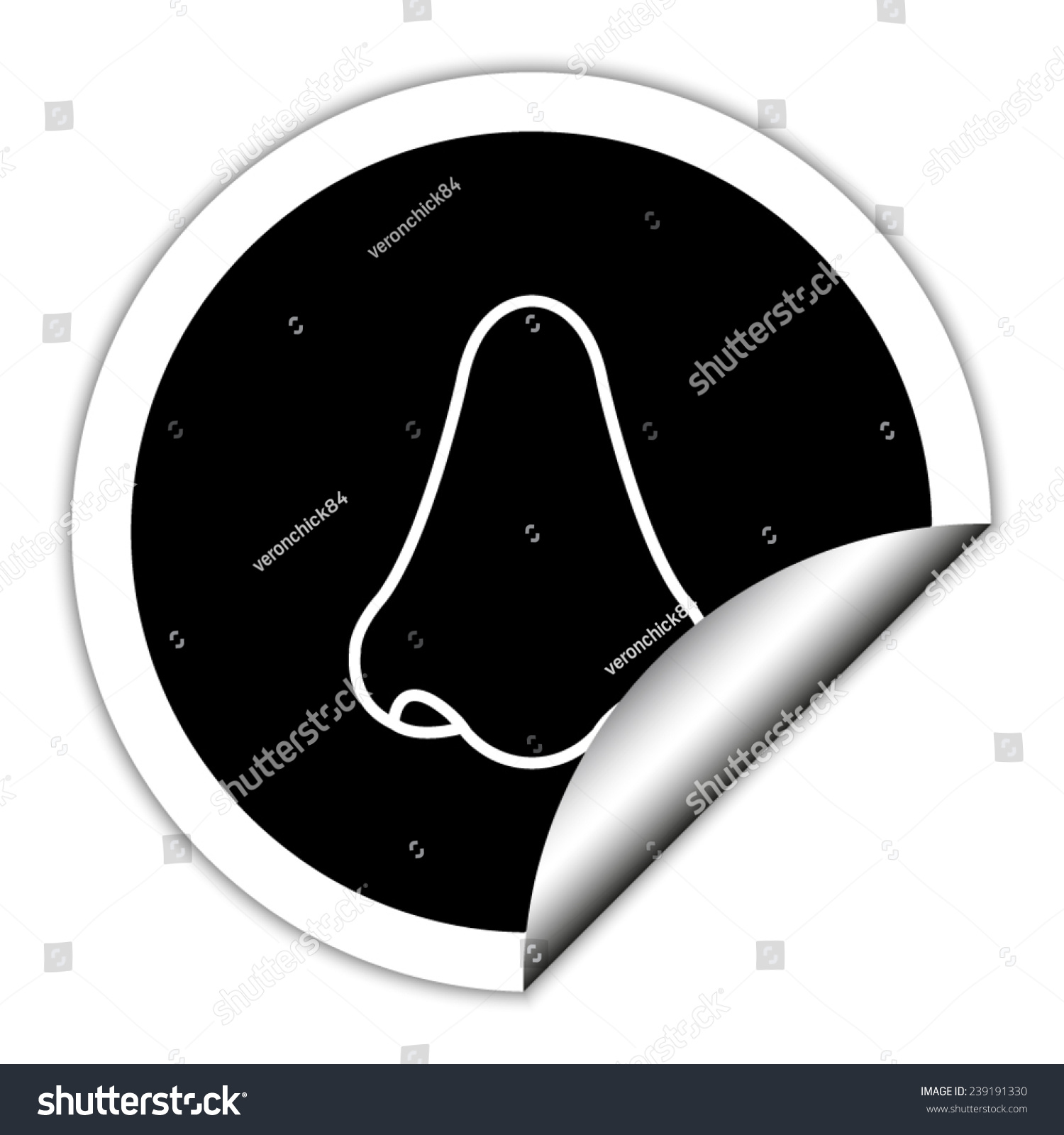 Nose Black Vector Icon Round Sticker Stock Vector (Royalty Free ...