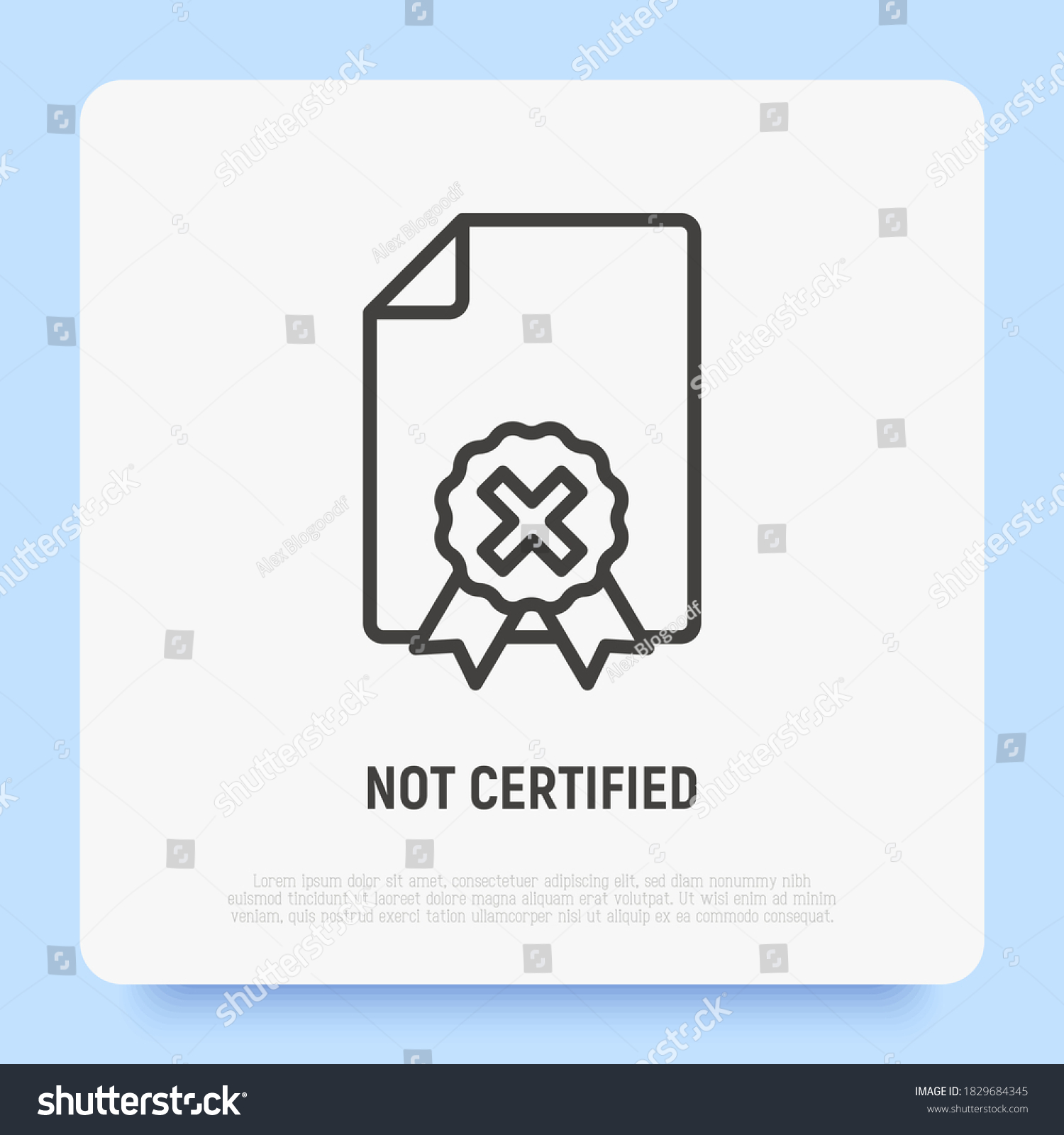 Icono de línea delgada sin certificado.: vector de stock (libre de ...