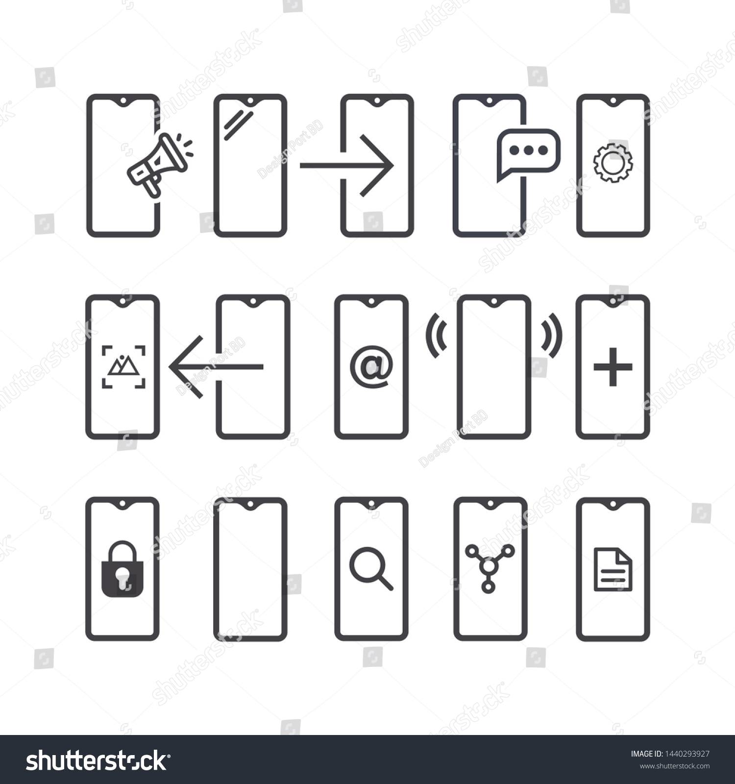 Notch Mobile Icon Set Design Stock Vector (Royalty Free) 1440293927 ...