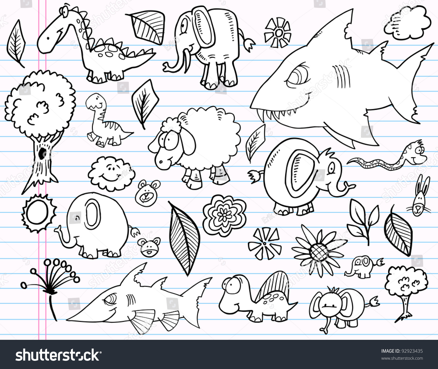 Notebook Doodle Animal Design Elements Vector Stock Vector (Royalty ...