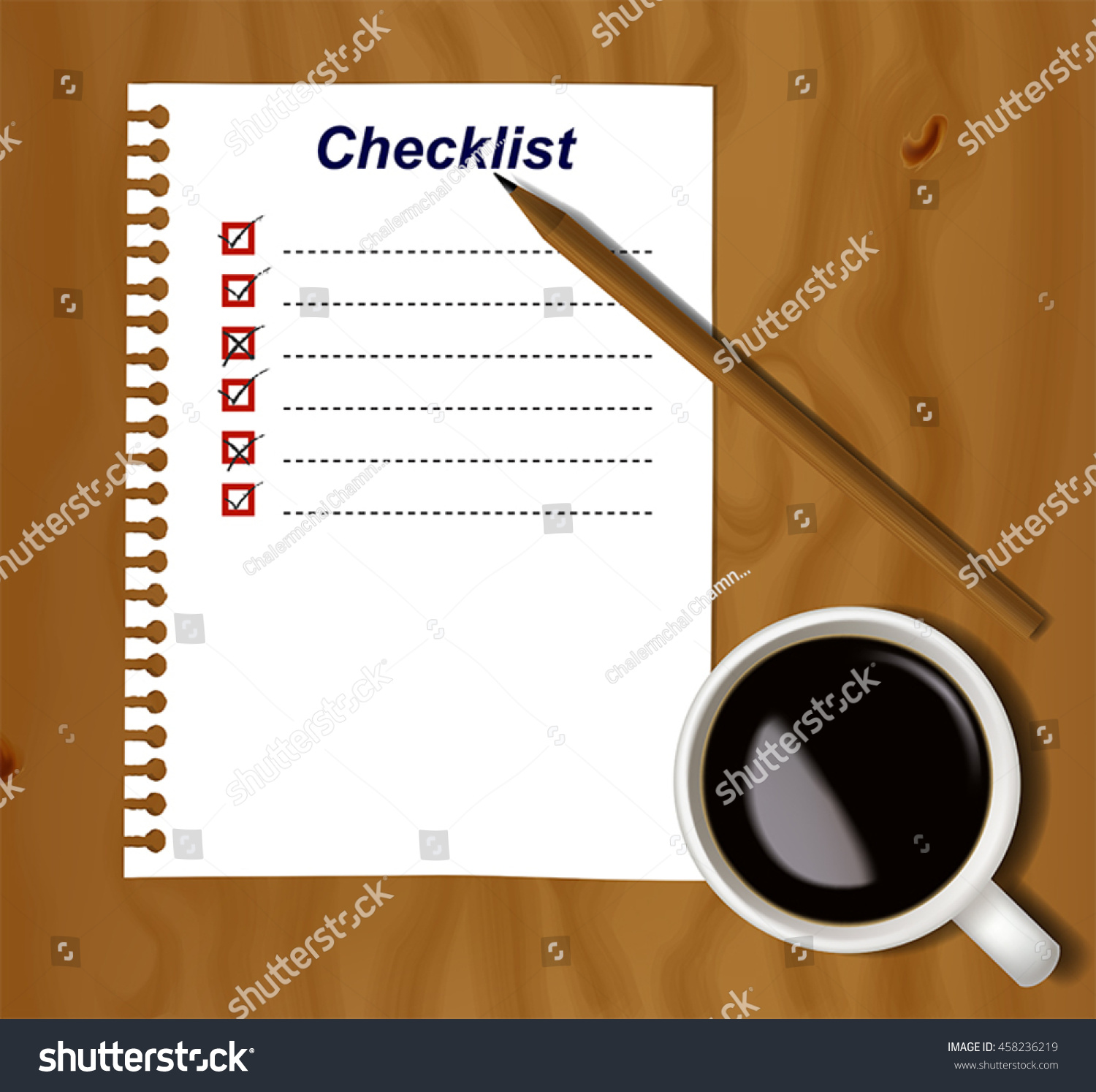 Notebook Paper Blank Checklist Coffee Stock Vector (Royalty Free ...