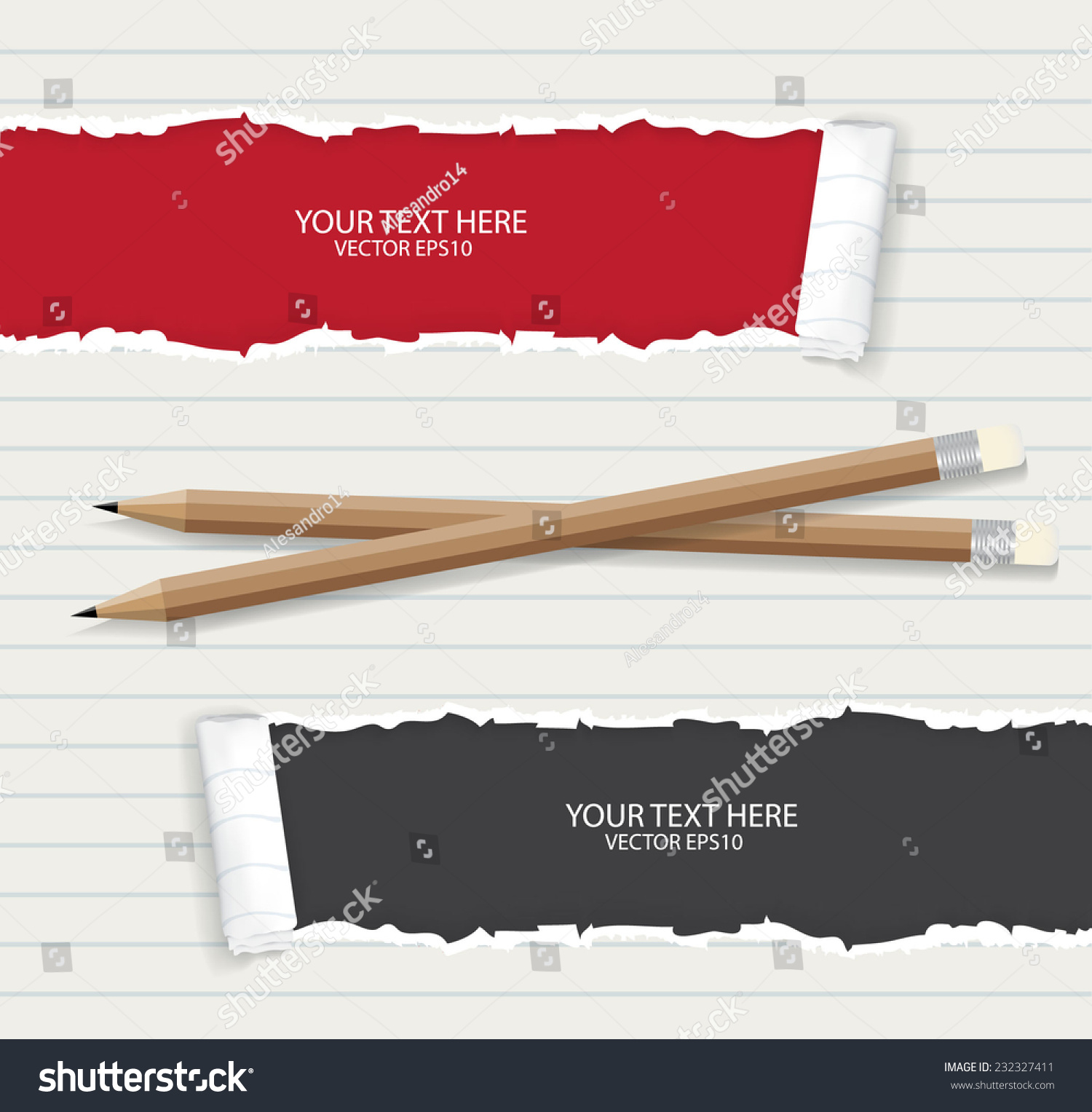 Notebook Paper Pencil Stock Vector (Royalty Free) 232327411