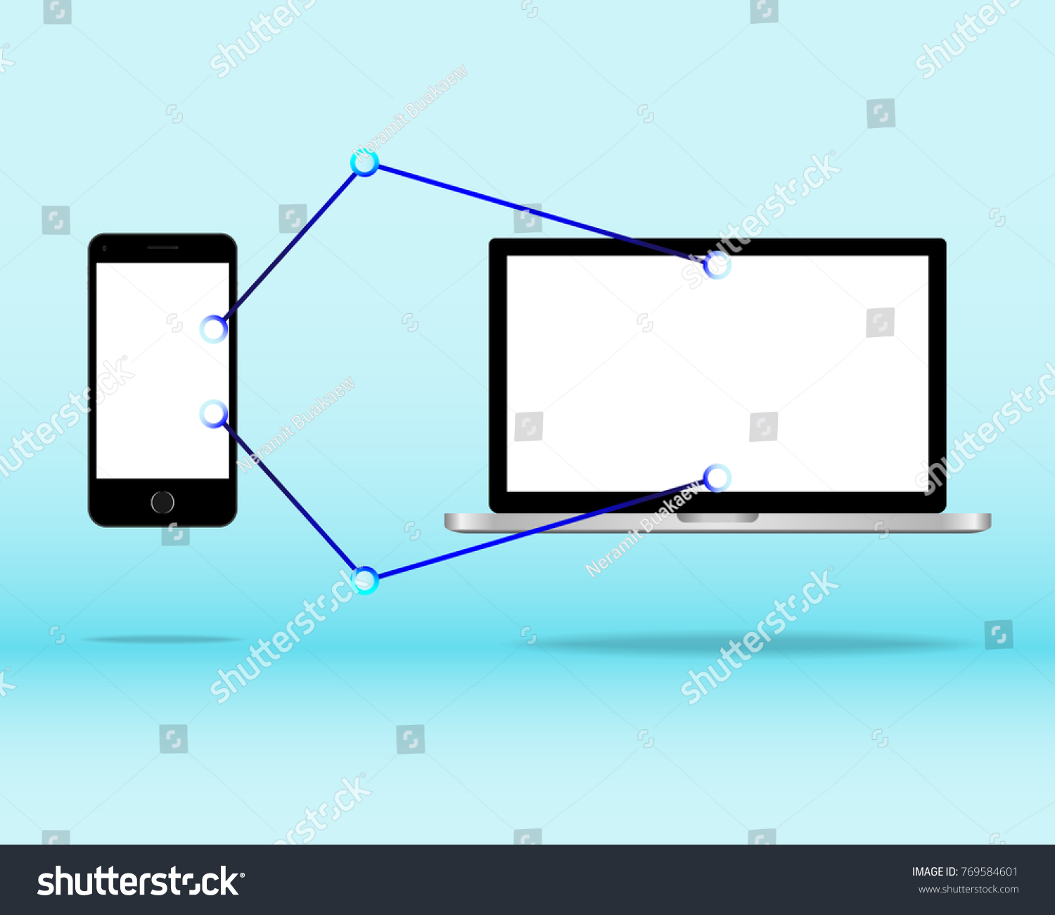 Notebook Blank White Screen Connected Smartphone Stock Vector (Royalty ...