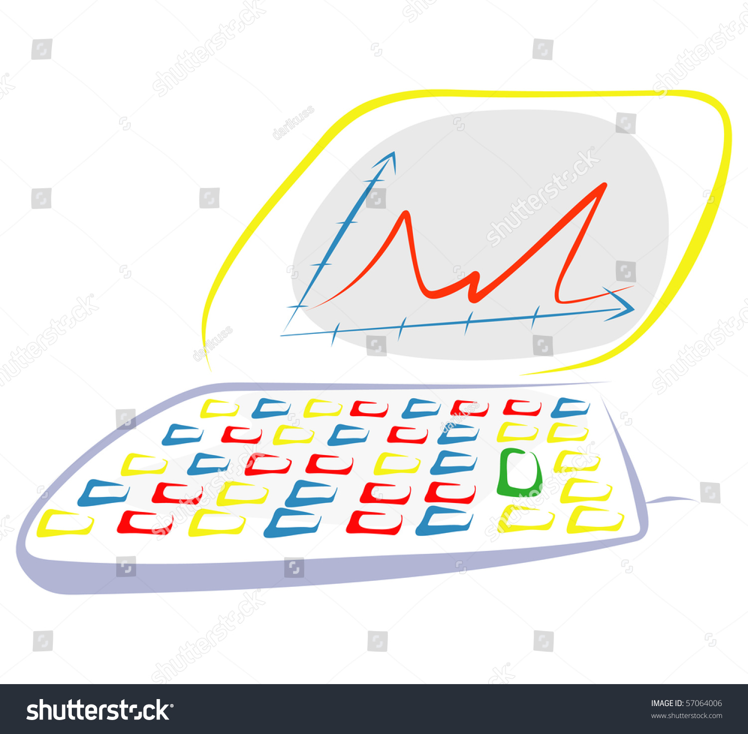 Notebook Chart On Screen Hand Drawing Stock Vector (Royalty Free ...