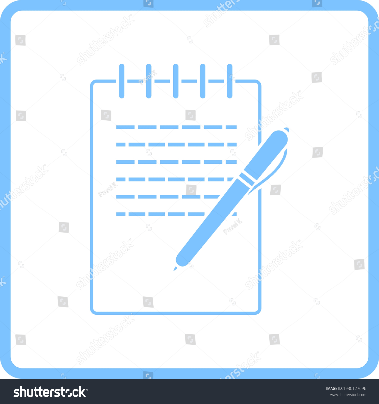 Notebook Pen Icon Blue Frame Design Stock Vector (Royalty Free) 1930127696