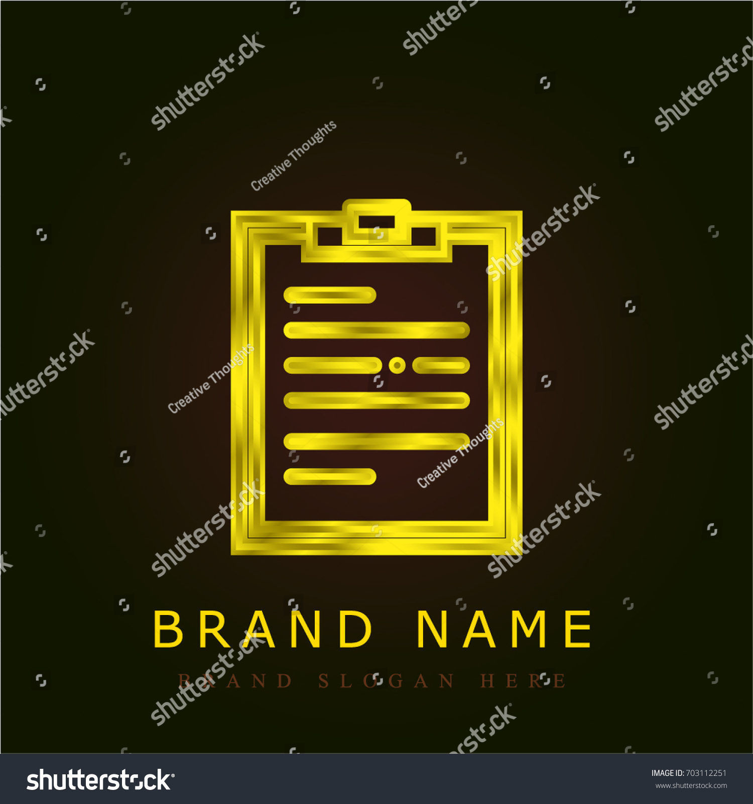 Notepad Golden Metallic Logo Stock Vector (Royalty Free) 703112251 ...