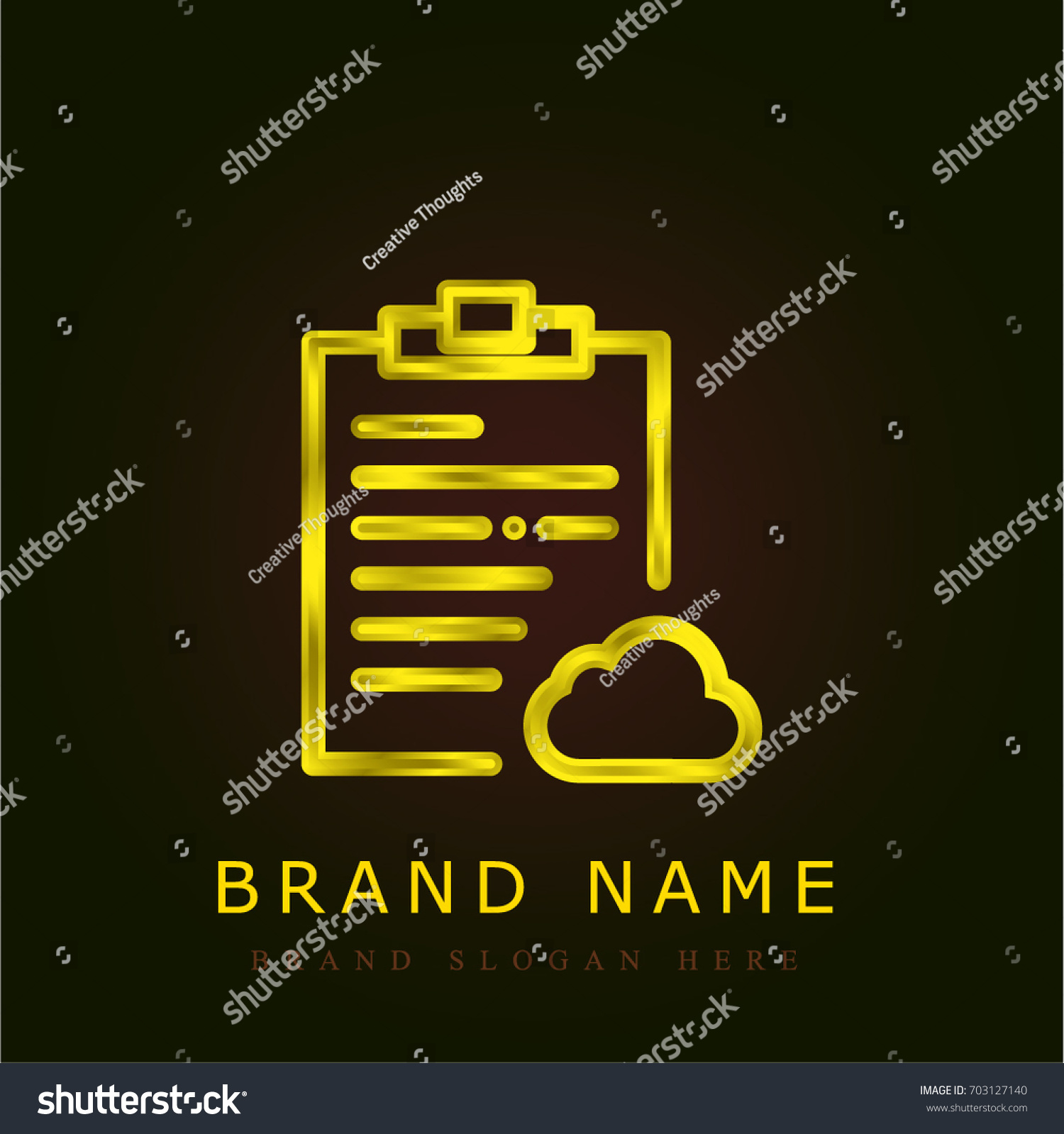 Notepad Golden Metallic Logo Stock Vector (Royalty Free) 703127140 ...