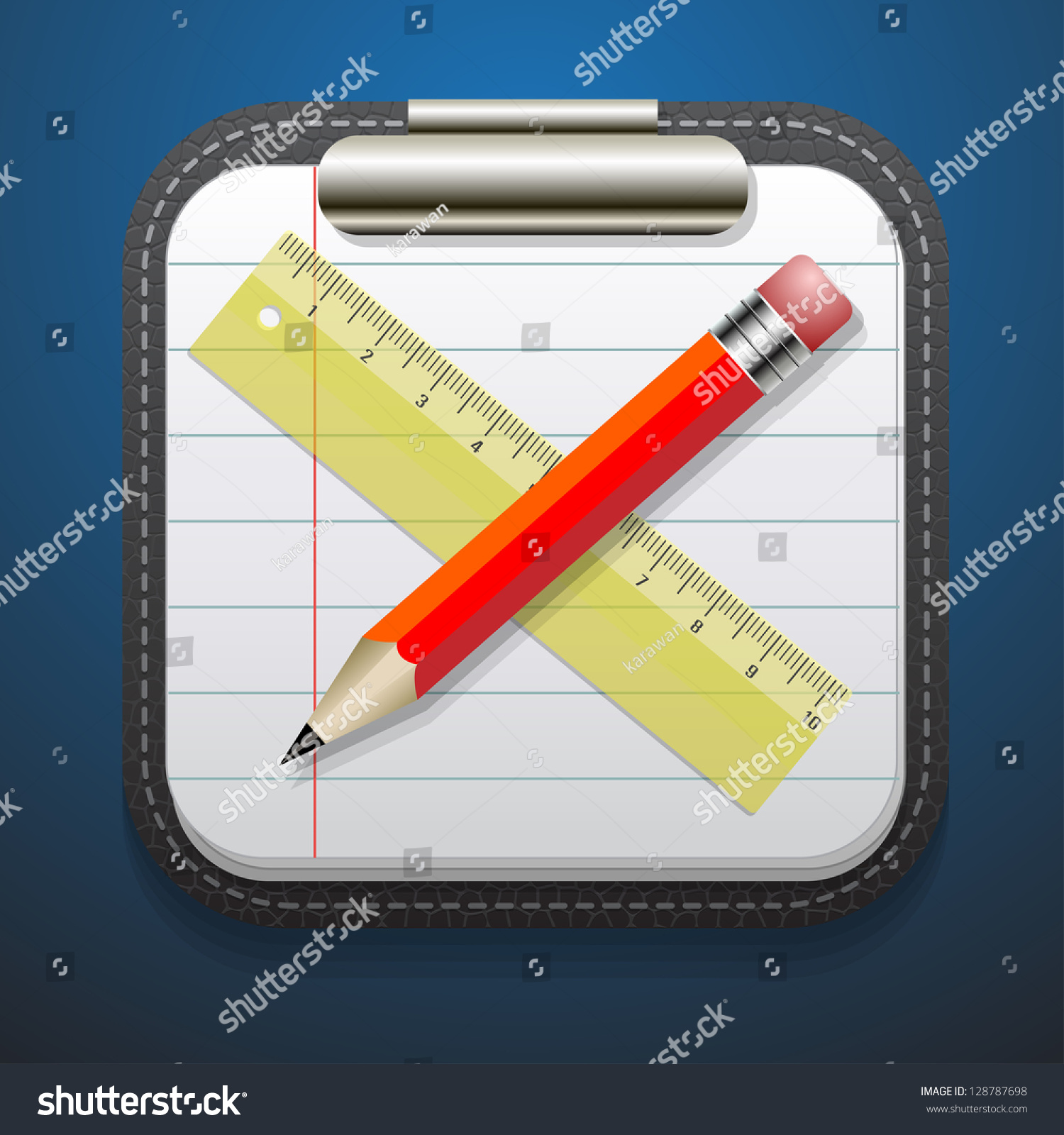 Notepad Pencil Ruler Icon Stock Vector (Royalty Free) 128787698 ...