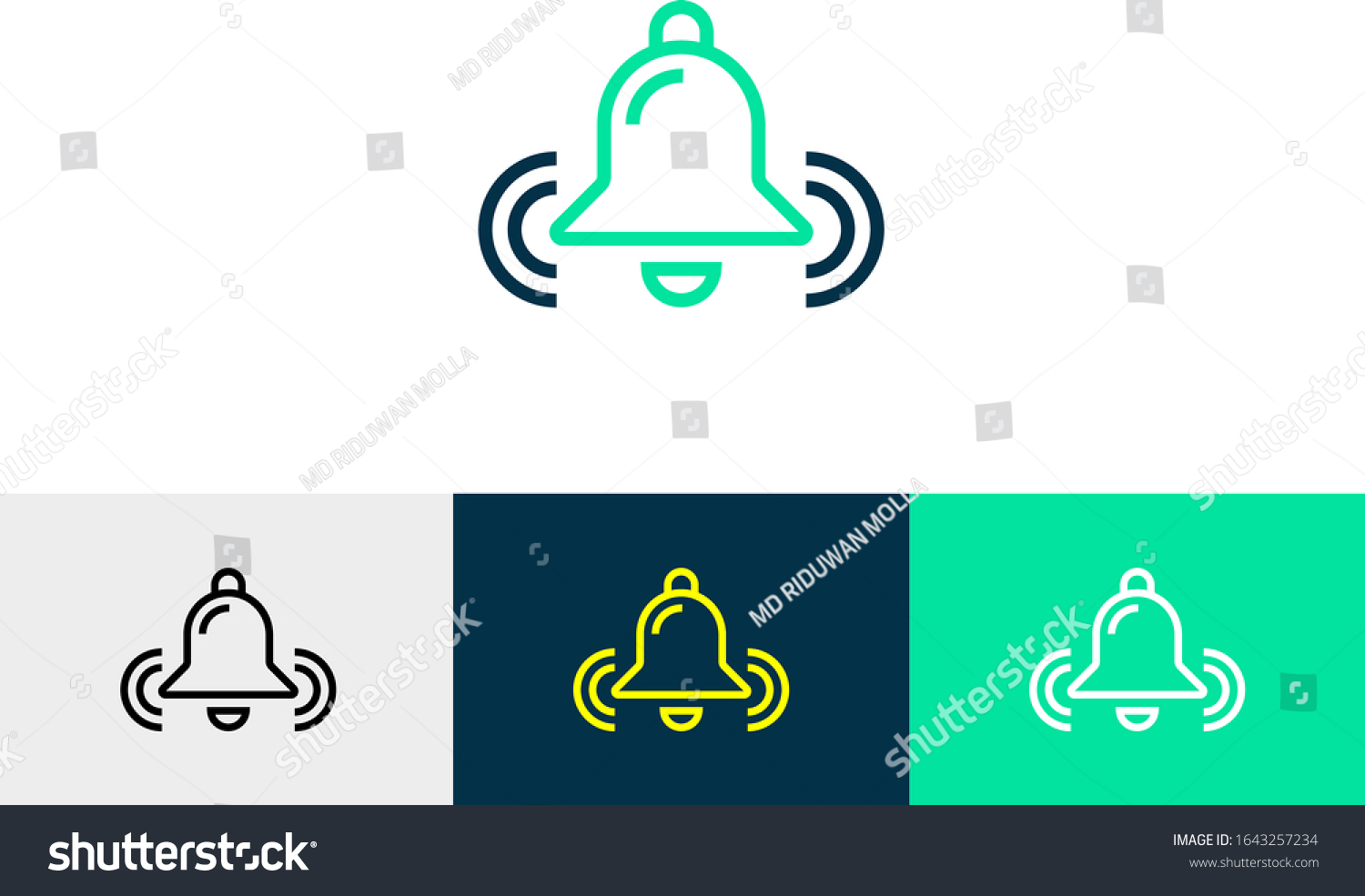 Notification Bell Line Art Icon Vector Stock Vector (Royalty Free ...