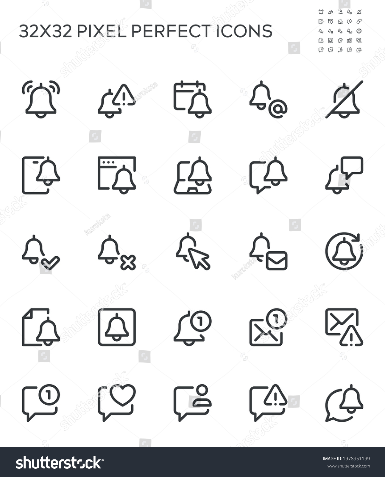 Notification Notice Reminder Simple Interface Icons 库存矢量图（免版税 ...