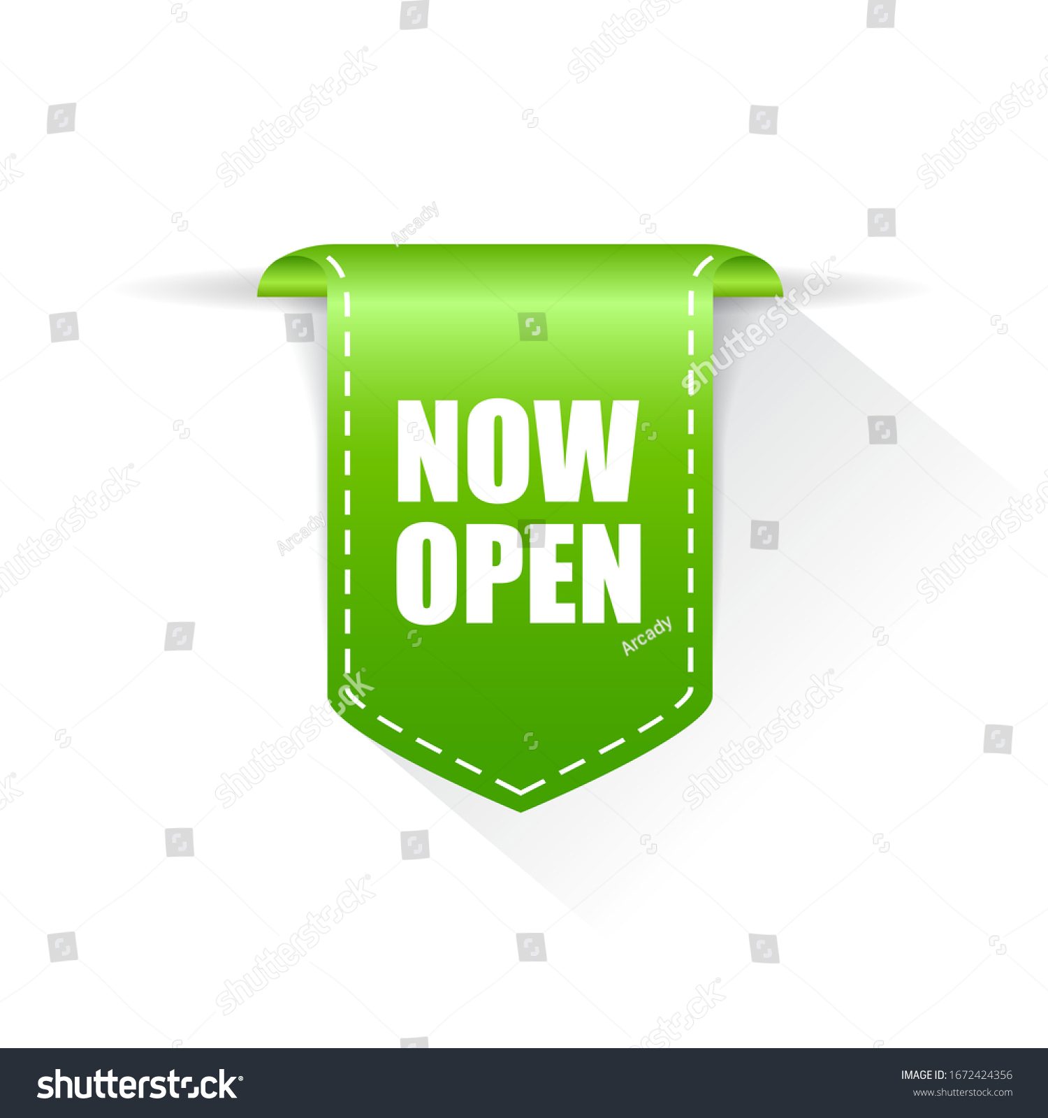 Now Open Vector Ribbon On White Stock Vector (Royalty Free) 1672424356