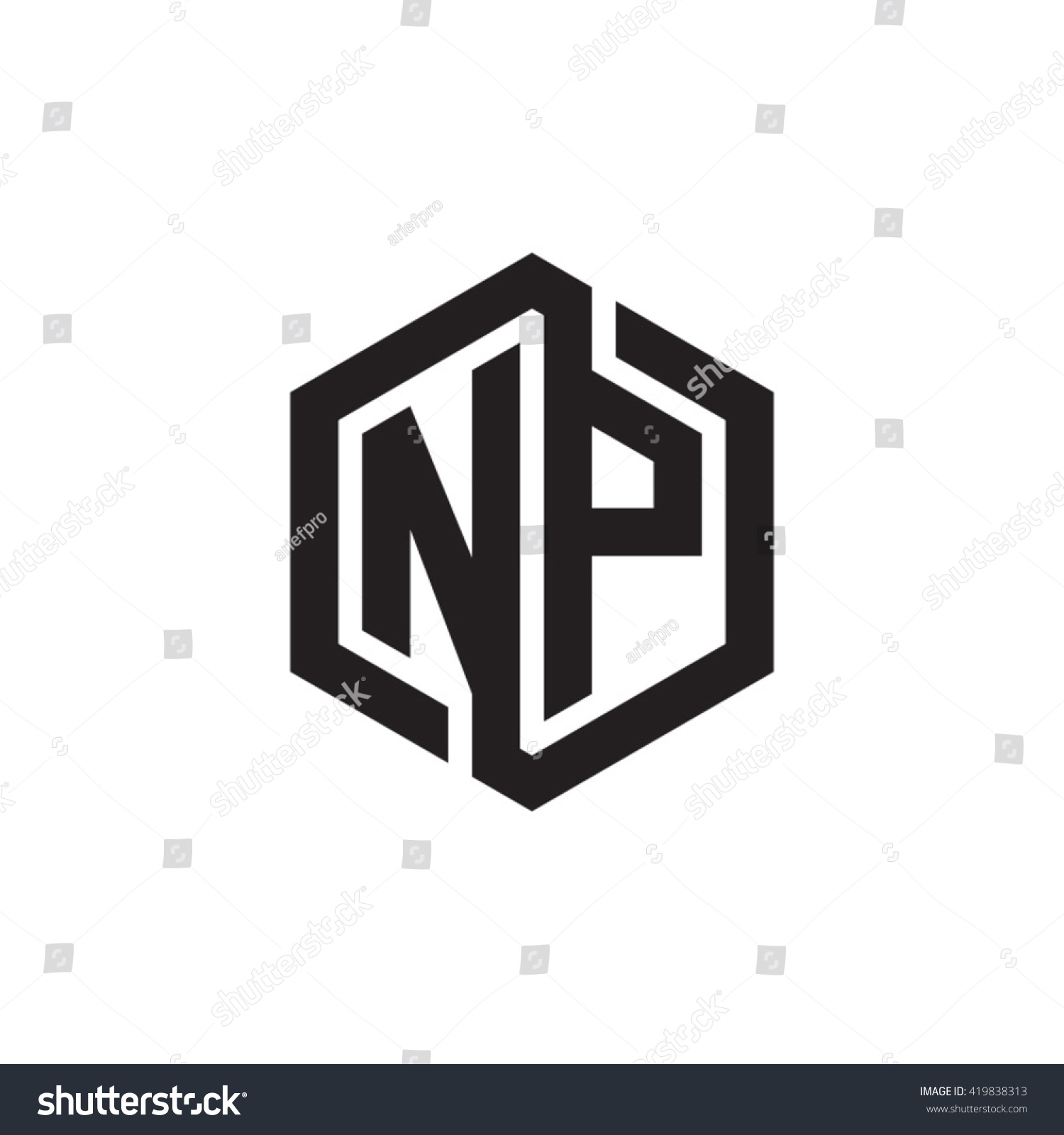 Np Initial Letters Looping Linked Hexagon: vetor stock (livre de ...