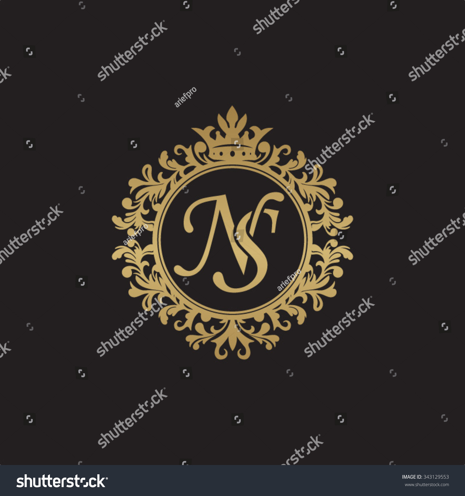 Ns Initial Luxury Ornament Monogram Logo Stock Vector (Royalty Free ...