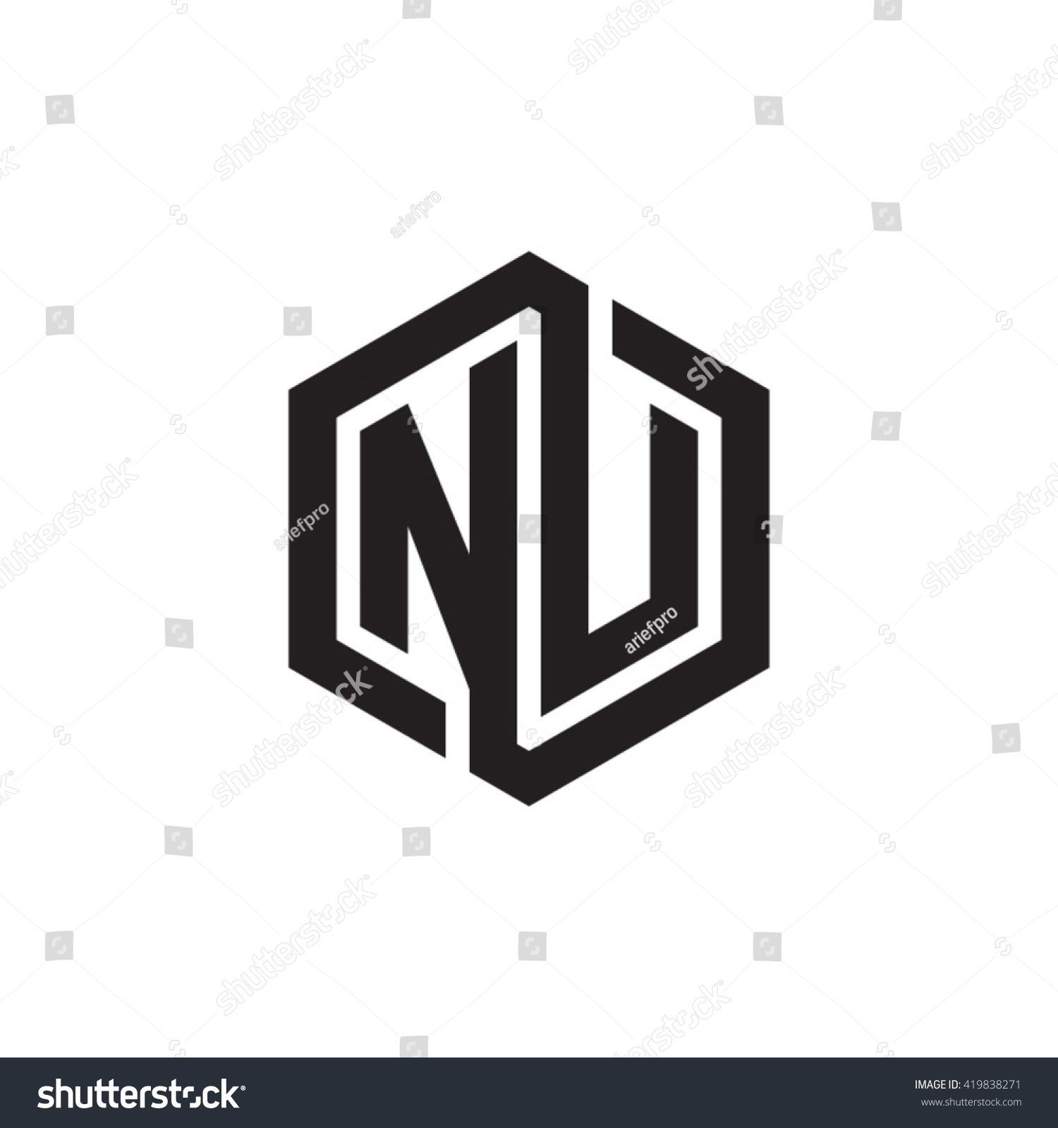 Nu Initial Letters Looping Linked Hexagon Stock Vector (Royalty Free ...
