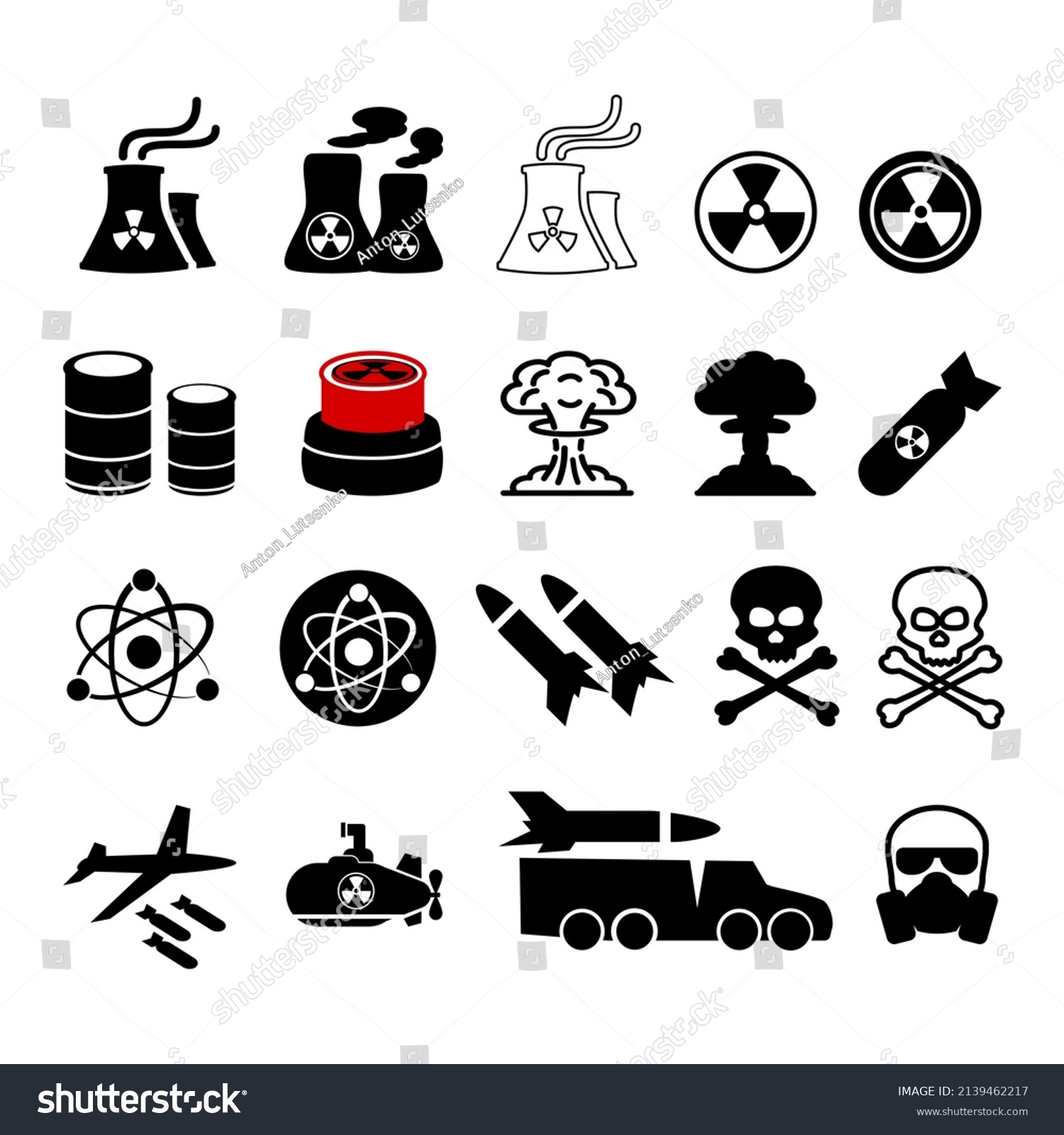 Nuclear Energy Weapons Icons Vector Set Stock Vector (Royalty Free ...
