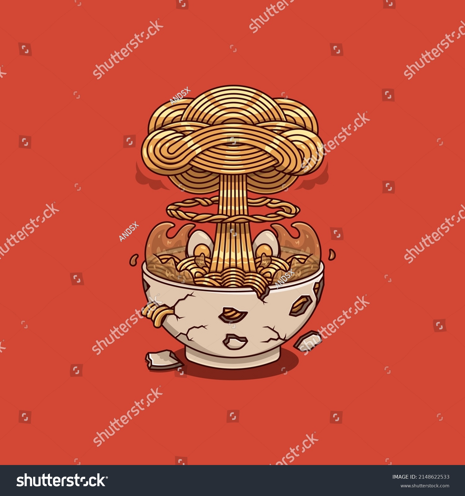Nuclear Explode Ramen Noodle Illustration Stock Vector (Royalty Free ...