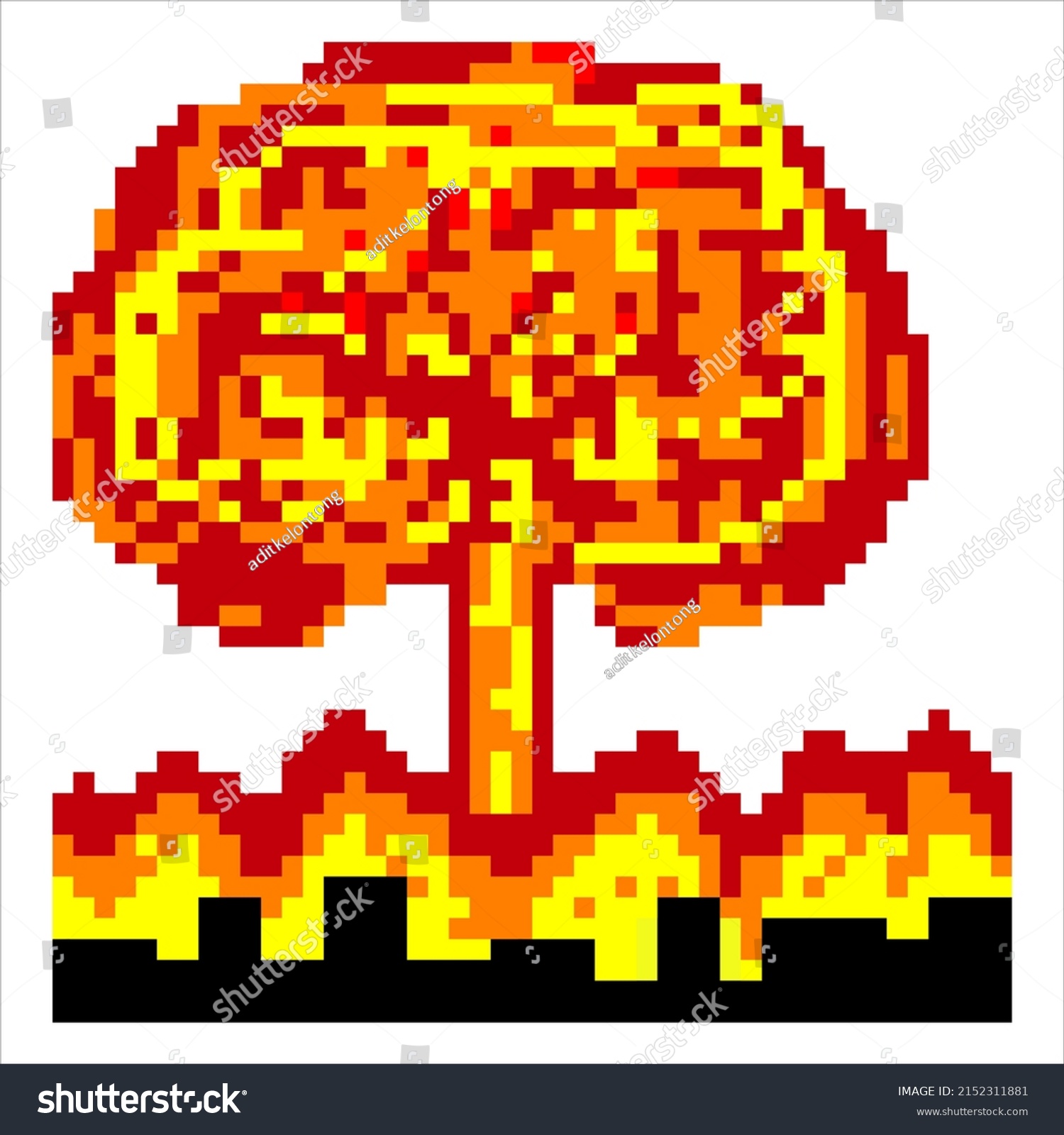Nuclear Explosion Pixel Art Vector Illustration Stock Vector (Royalty ...
