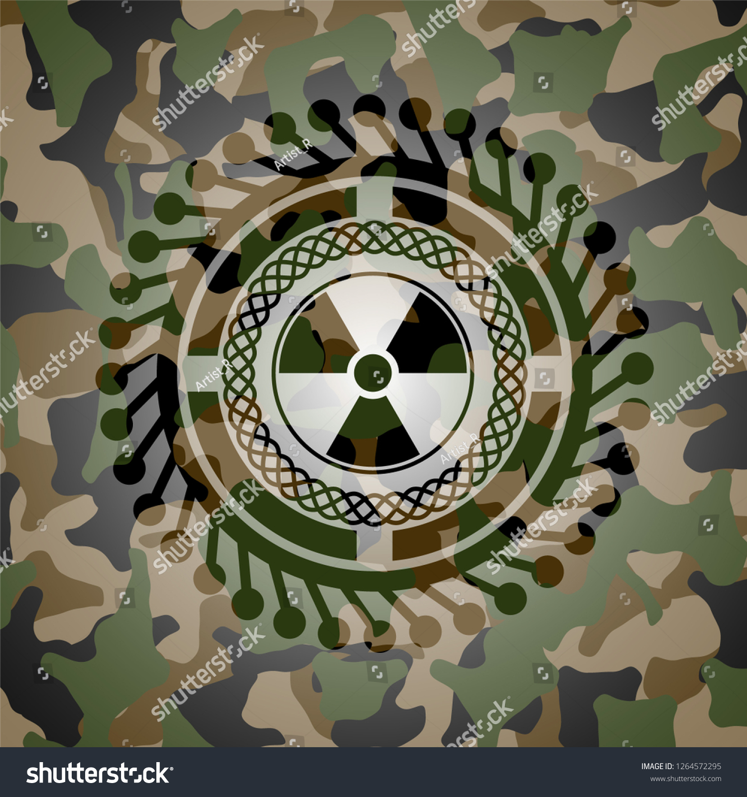 Nuclear Radioactive Icon On Camo Pattern Stock Vector (Royalty Free ...