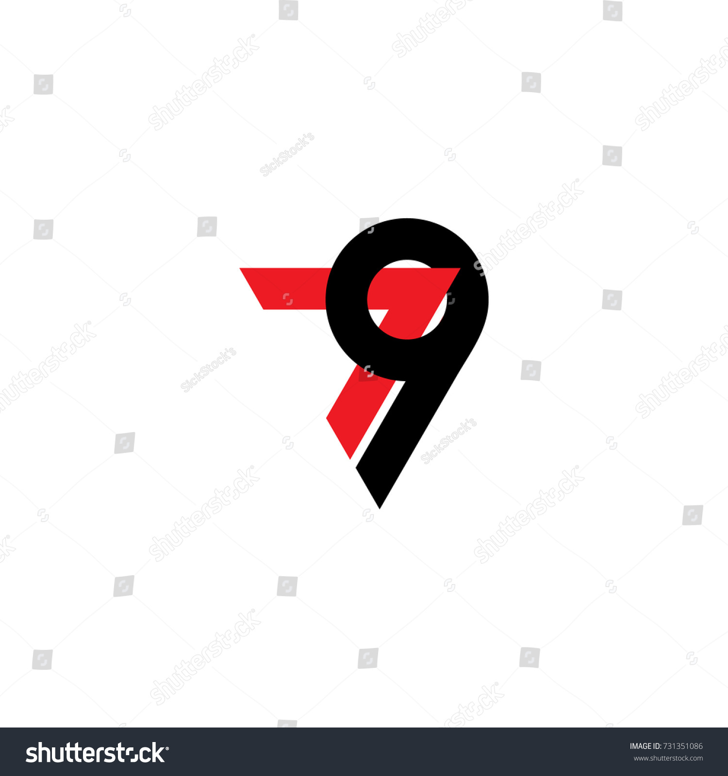 Number 7 9 Arrow 3d Logo Stock Vector (Royalty Free) 731351086