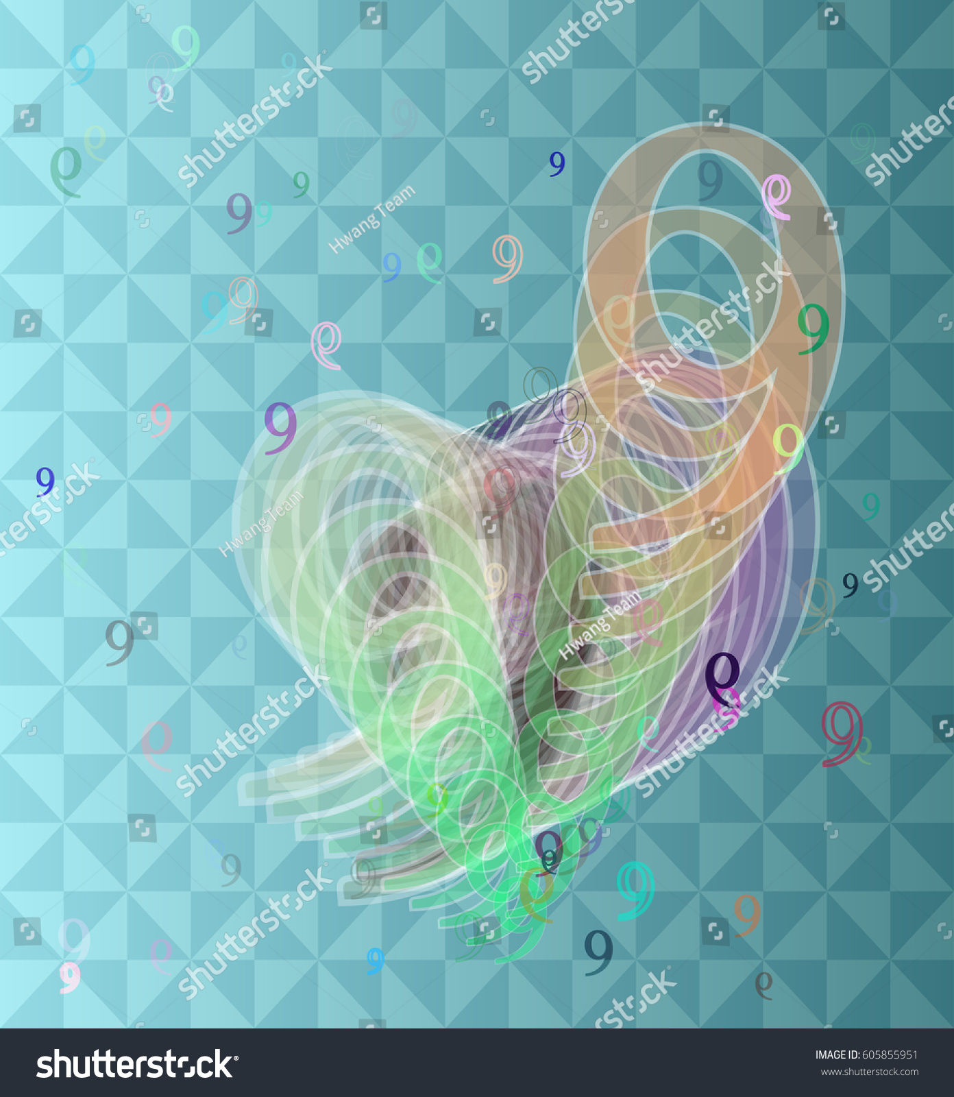 Number 9 Art Template Stock Vector (Royalty Free) 605855951