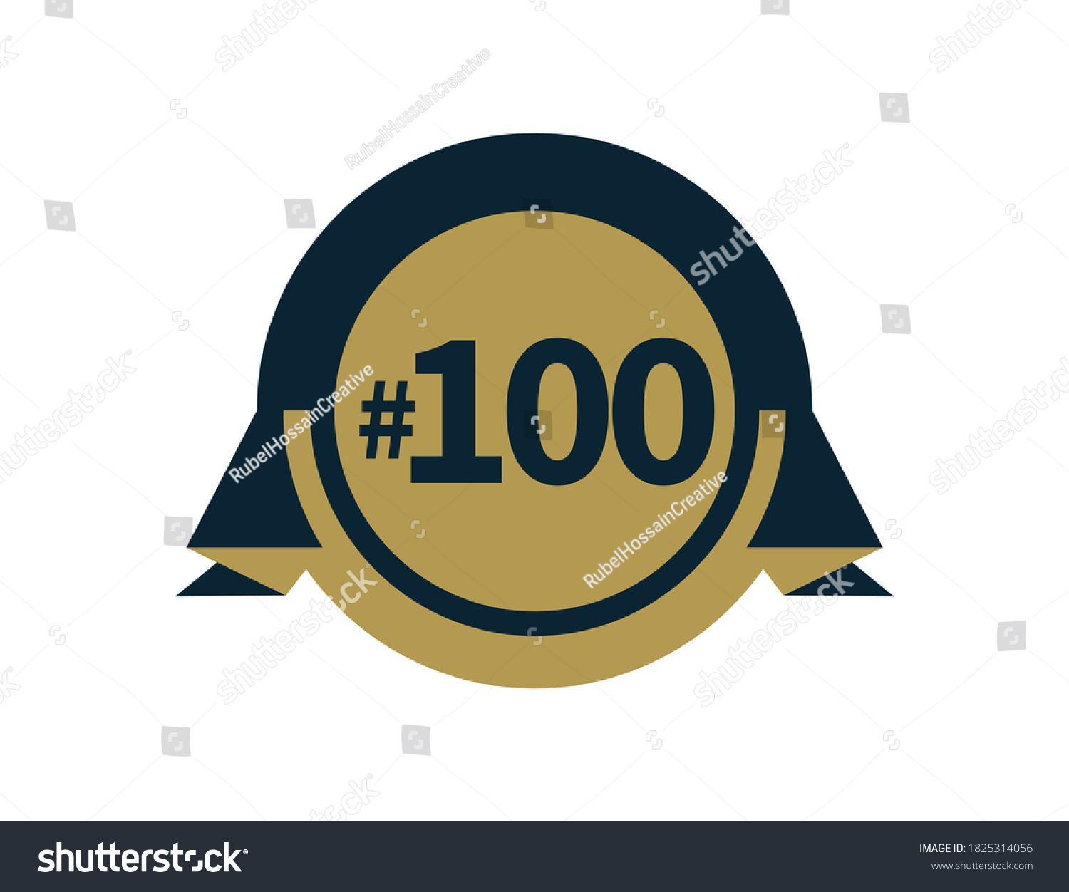 Number 100 Badge Design Vector Stock Vector (Royalty Free) 1825314056